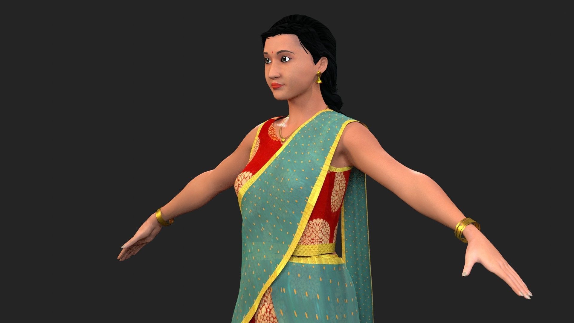 Indian Girl-Meena 3D model rigged | CGTrader