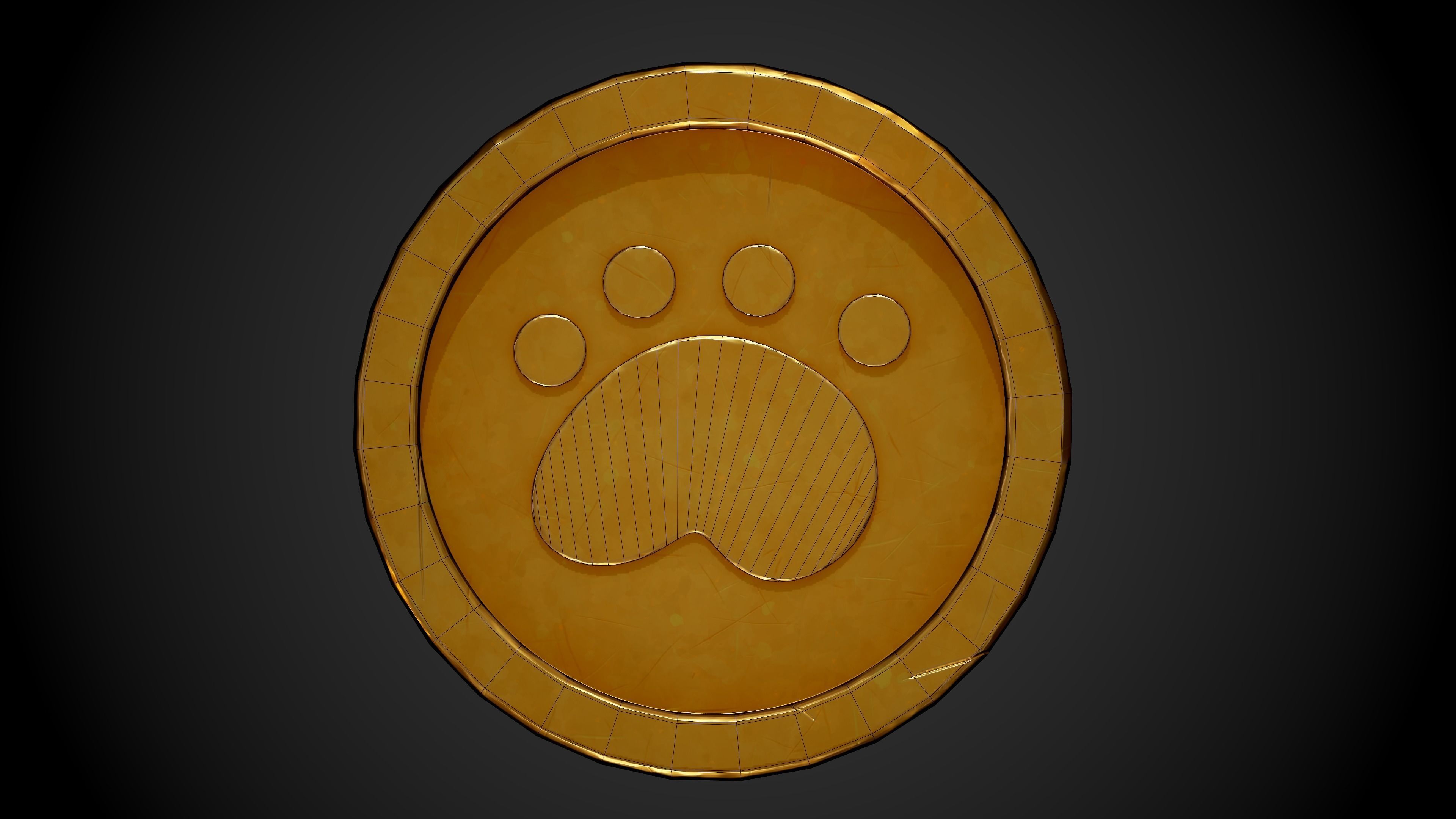 3D model Stylized Gold Coin With Paw VR / AR / low-poly | CGTrader