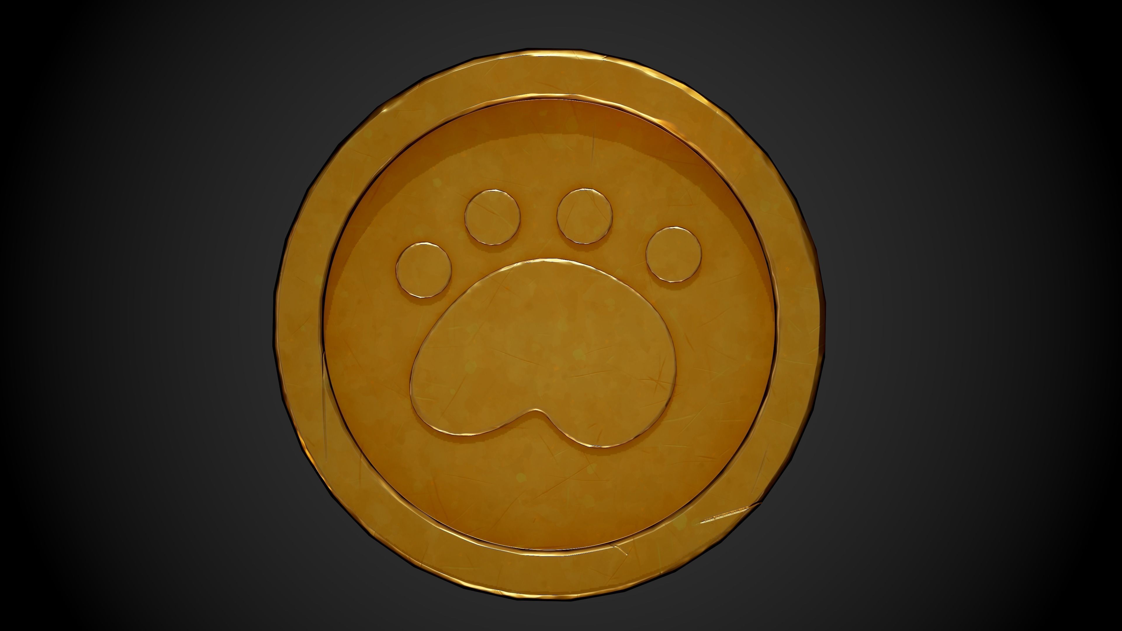 3D model Stylized Gold Coin With Paw VR / AR / low-poly | CGTrader