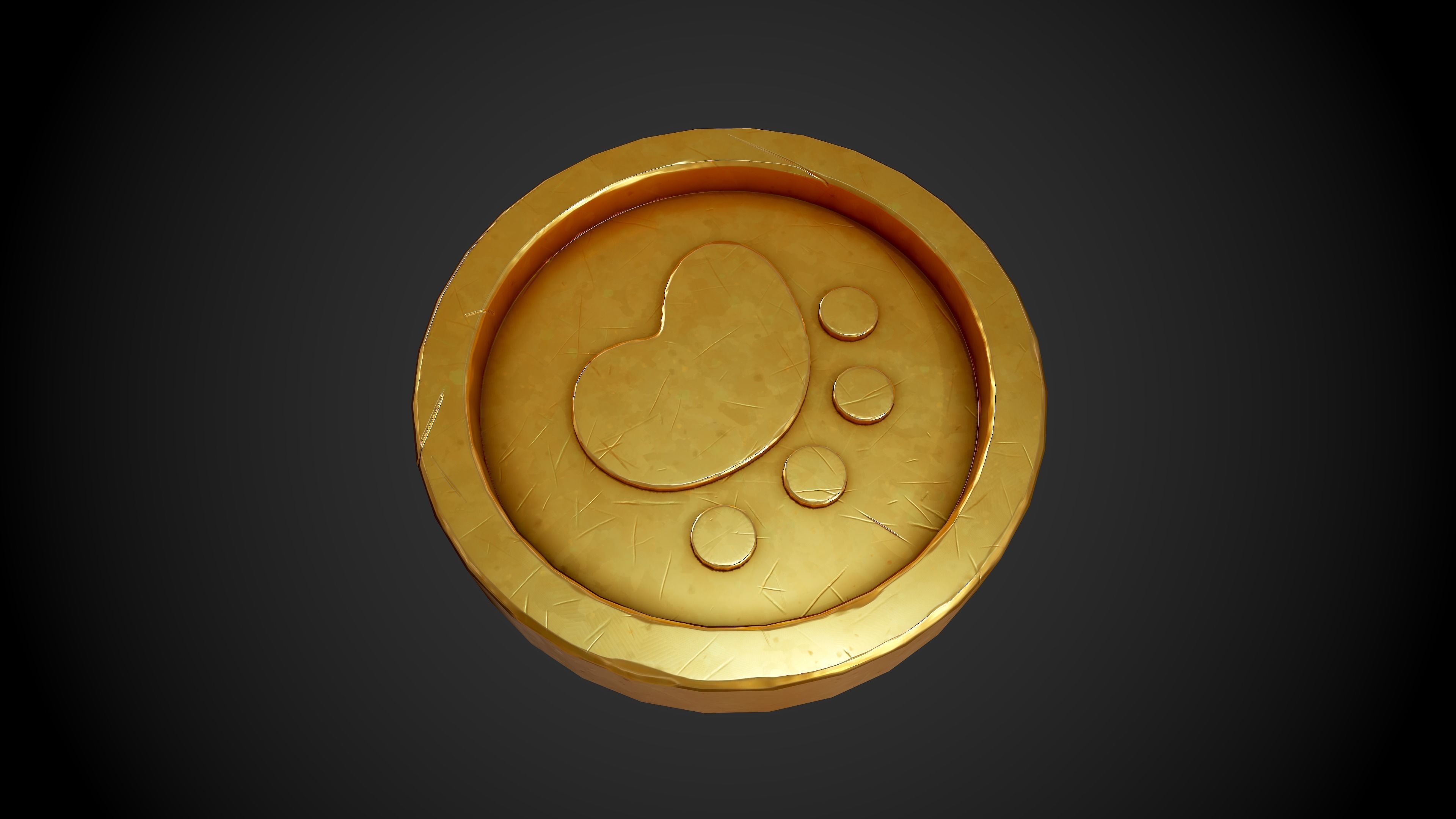 3D model Stylized Gold Coin With Paw VR / AR / low-poly | CGTrader
