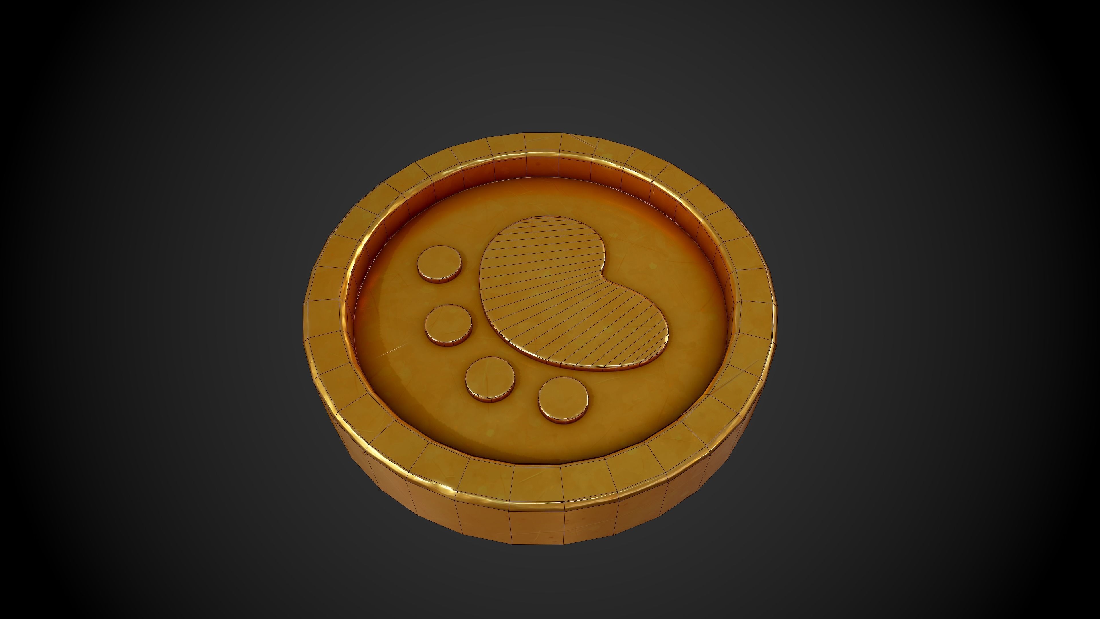 3D model Stylized Gold Coin With Paw VR / AR / low-poly | CGTrader