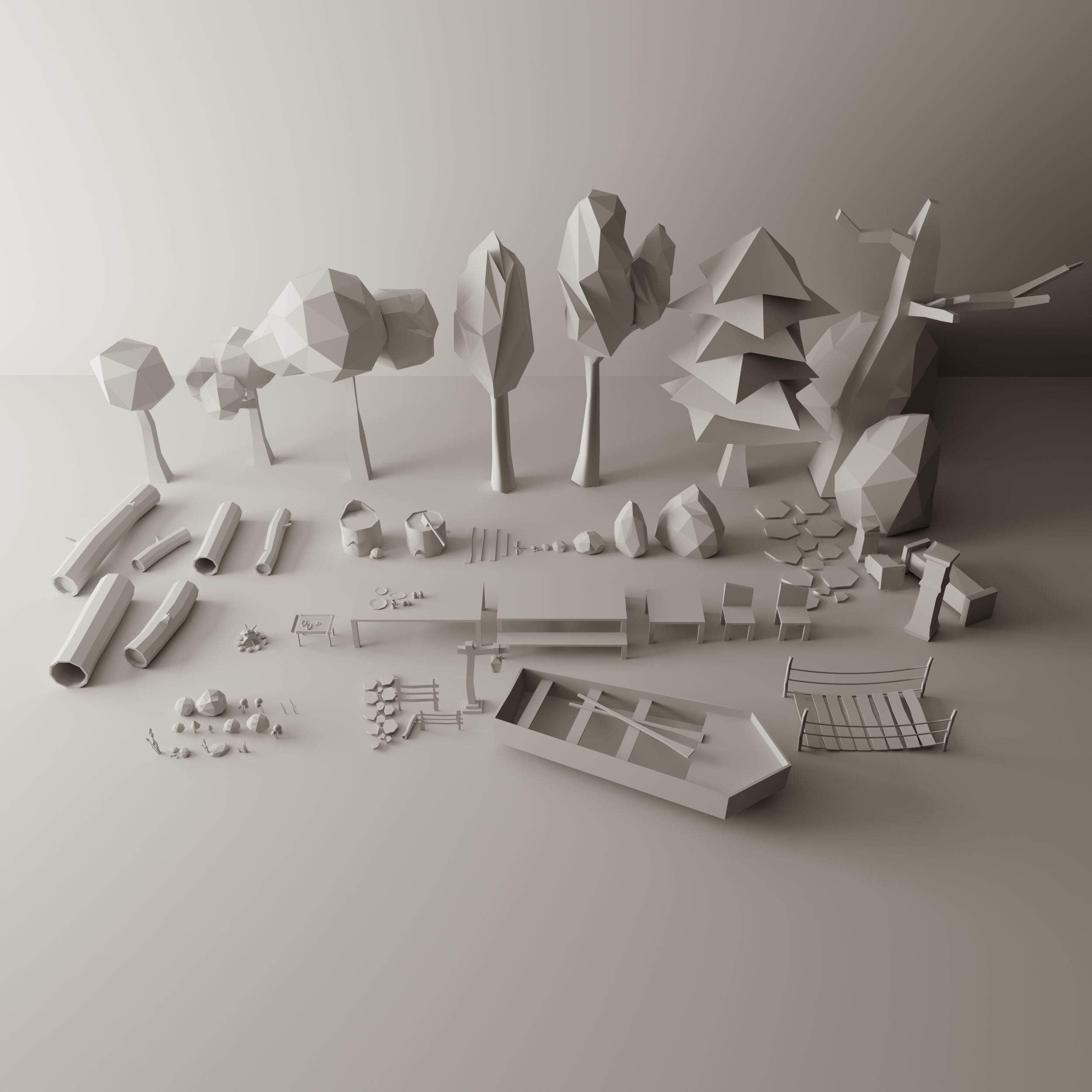 3D model Camp Low Poly Pack 3D Model VR / AR / low-poly | CGTrader