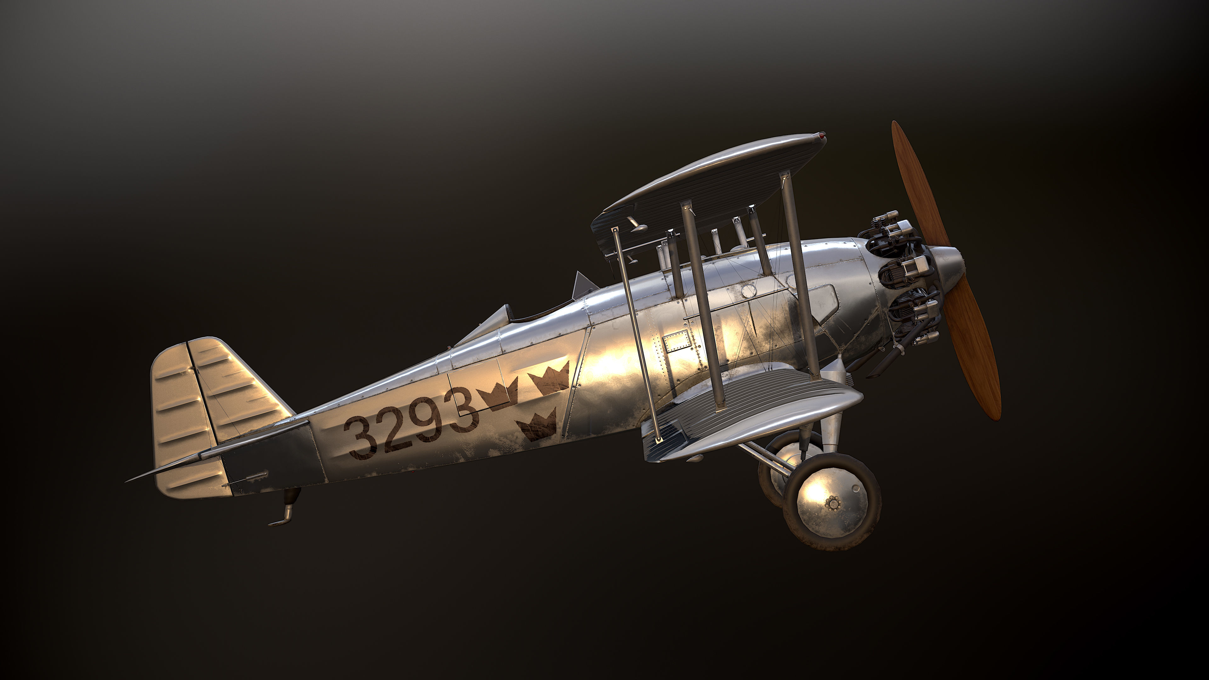 3D model Plane J6B Jaktfalken Swedish air force 1929 VR / AR / low-poly ...