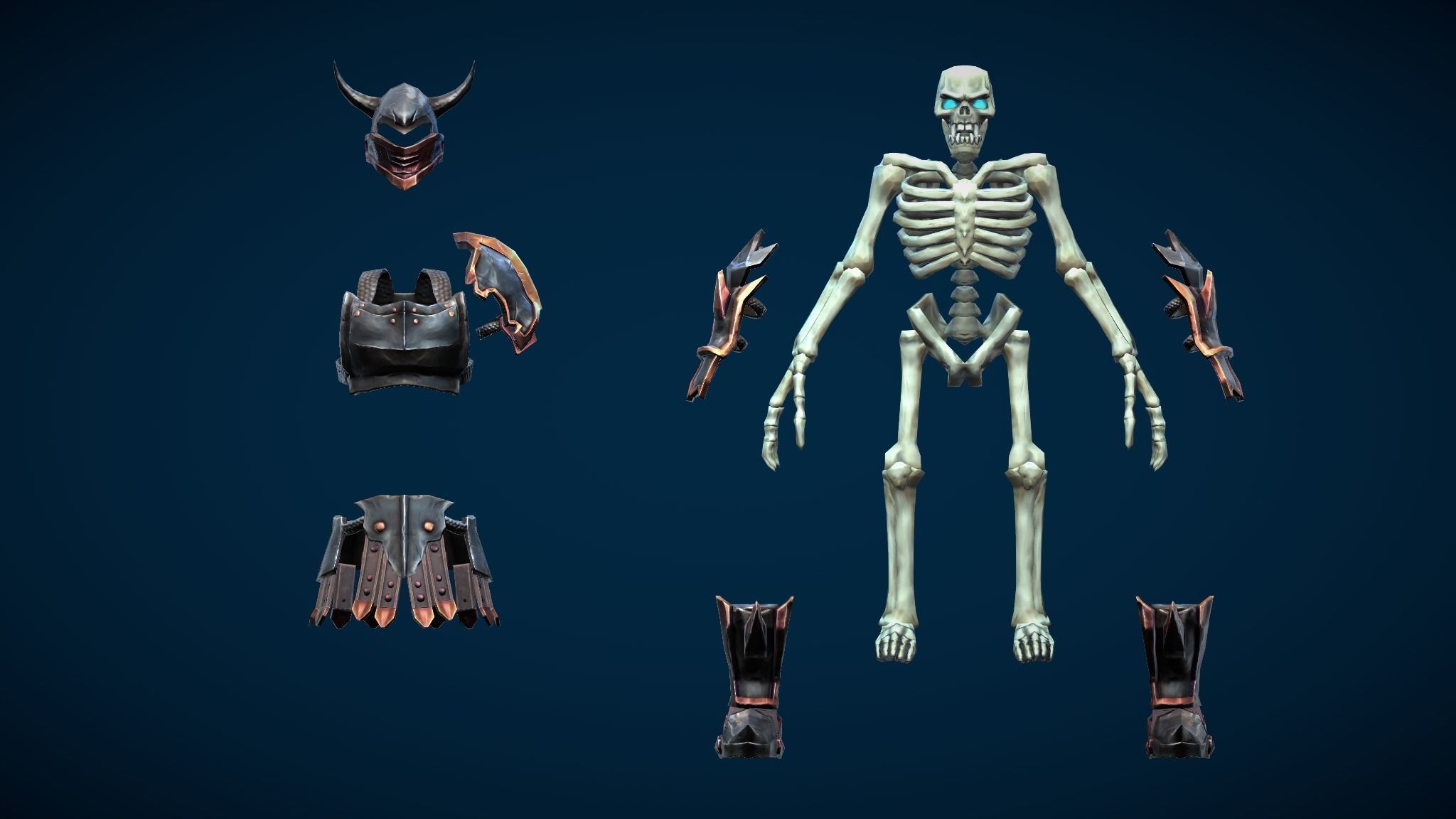 3D model Skeleton Warrior With One-Handed Axe And Shield Tier2 VR / AR ...