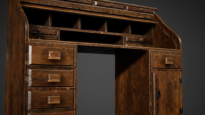 3D model Wood Antique Desk Low Poly Game Ready VR / AR / low-poly ...