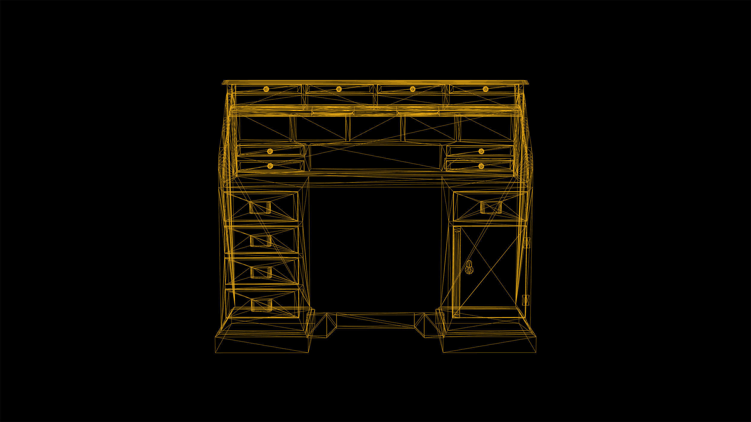 3D model Wood Antique Desk Low Poly Game Ready VR / AR / low-poly ...