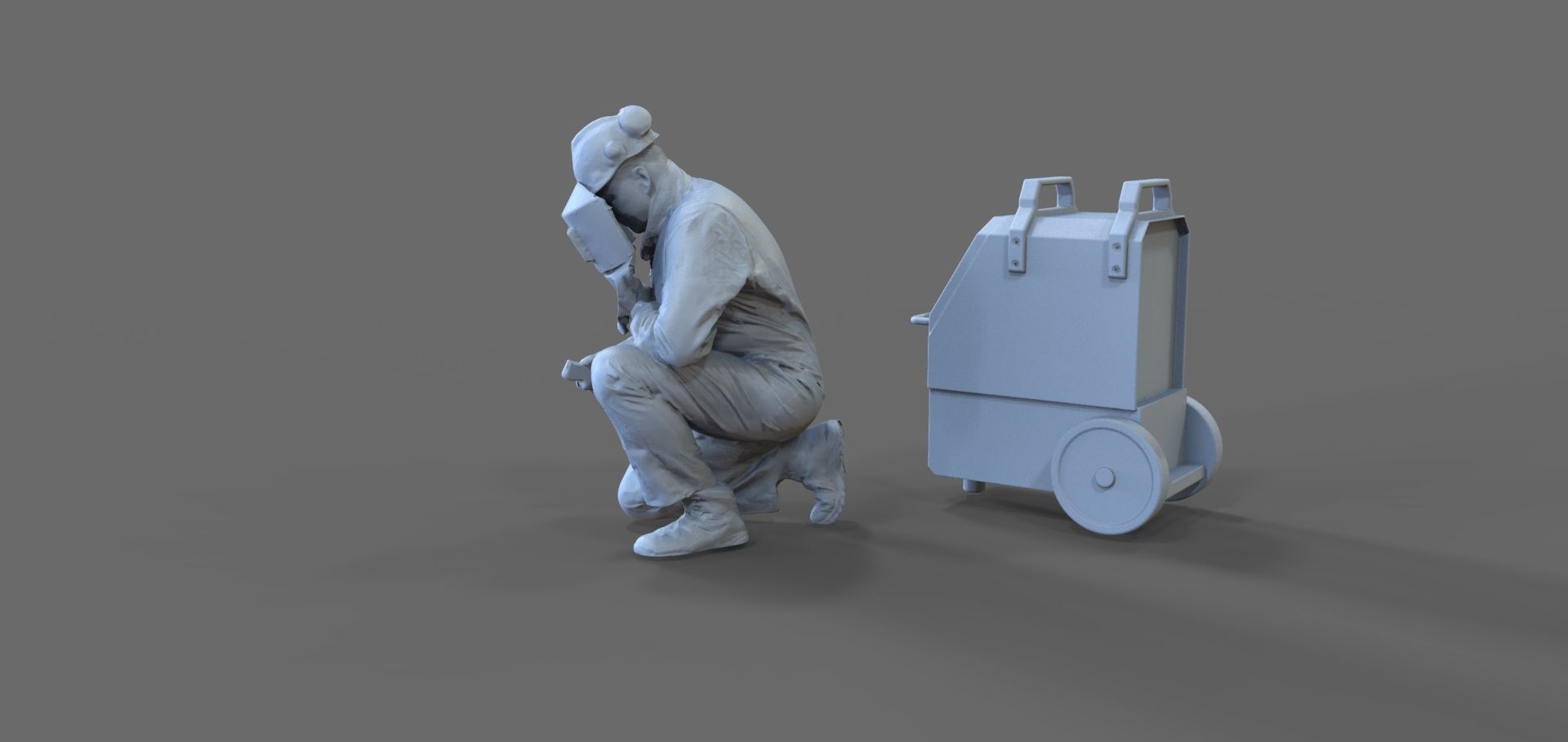 Welder A person kneeling 3D model 3D printable | CGTrader
