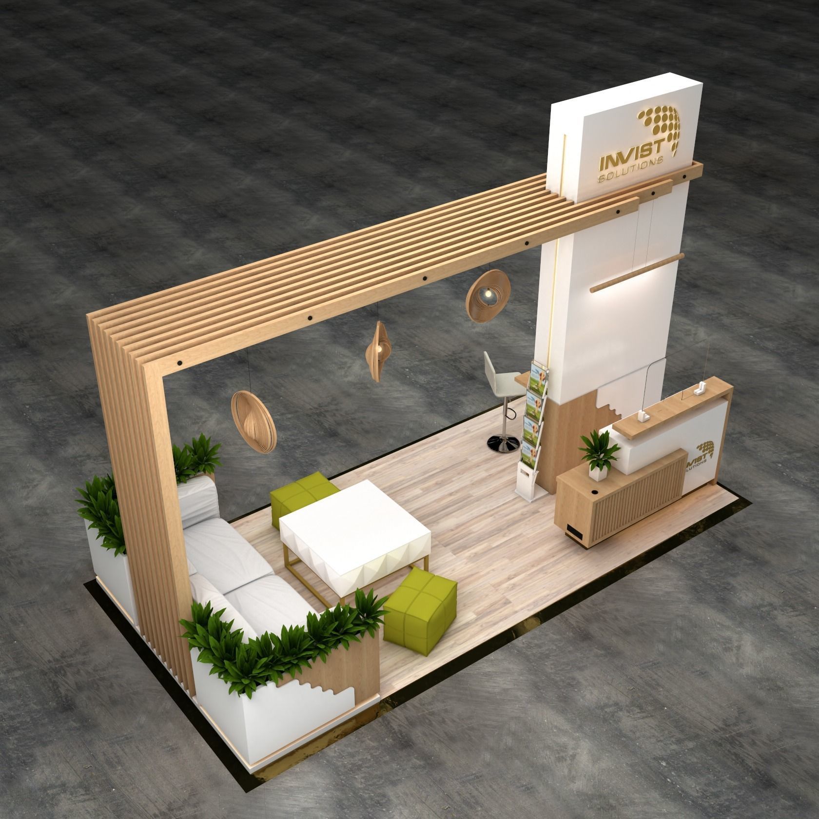 island exhibition stand 6m x 3m 3D model | CGTrader
