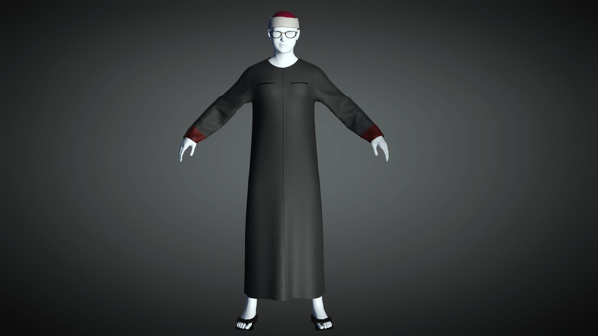 Jubah mannequin wearing long dress 3D model animated rigged | CGTrader