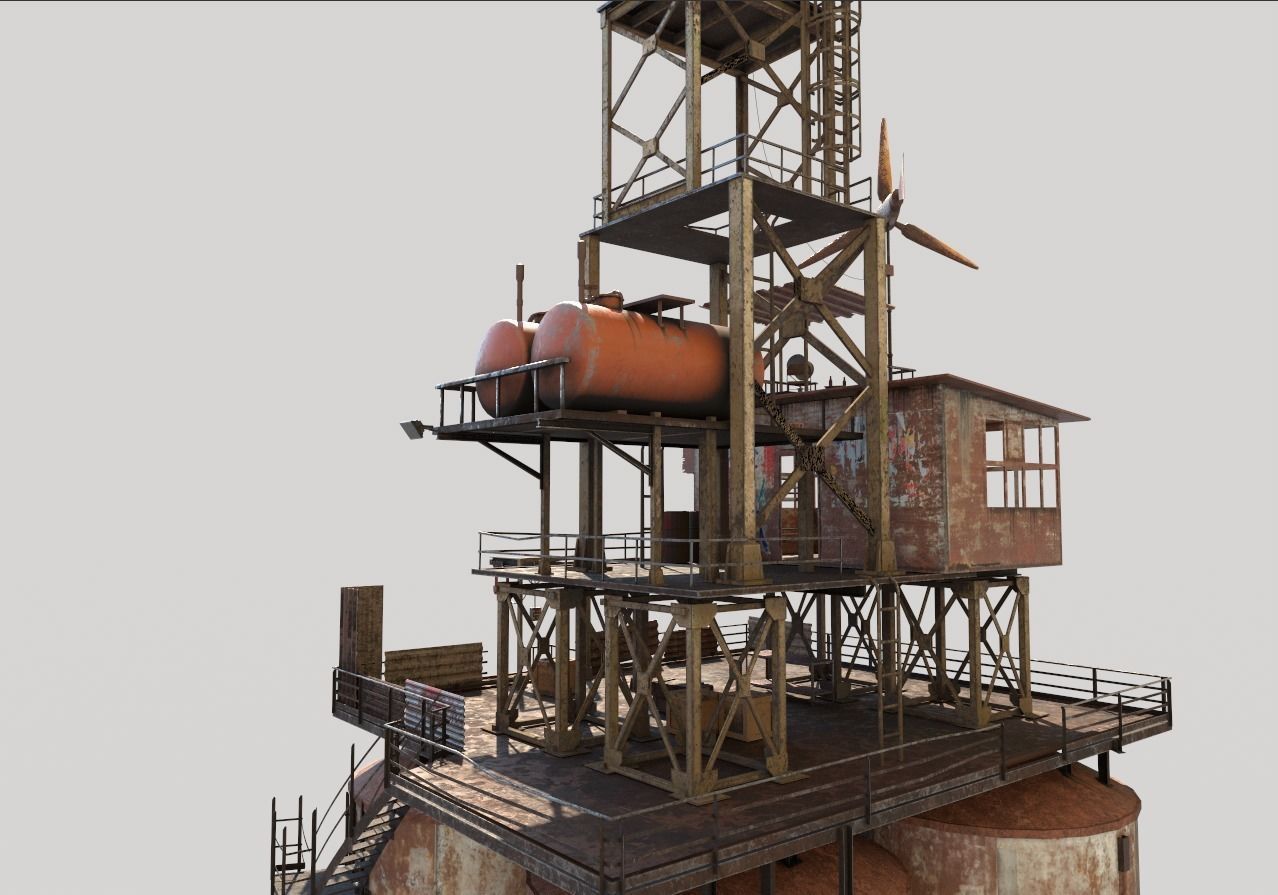 Post-Apocalyptic Outpost Tower 2 3D model | CGTrader