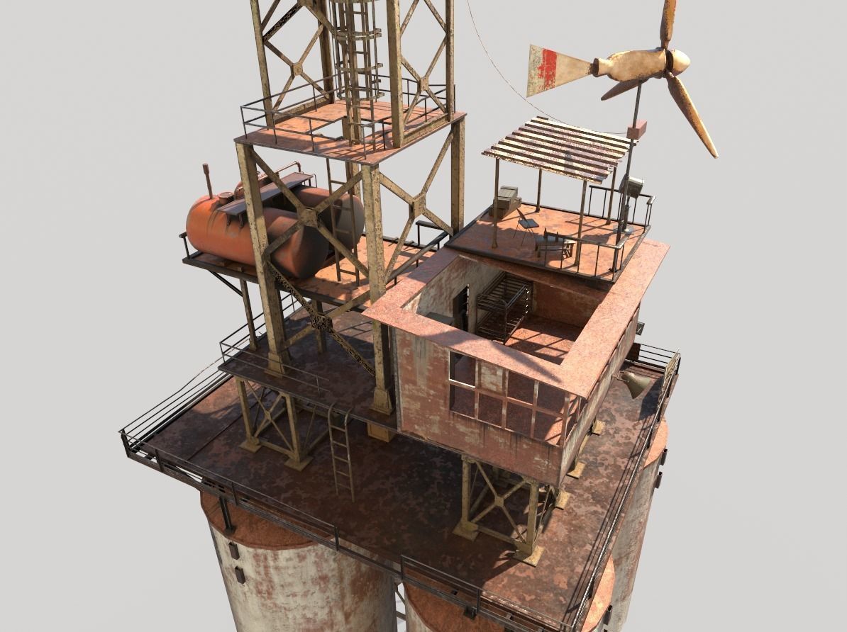 Post-Apocalyptic Outpost Tower 2 3D model | CGTrader