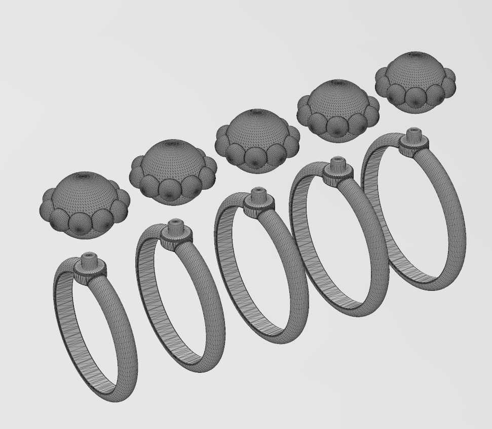 Beaded 8mm gold ball ring US size 5to9 3D model 3D printable | CGTrader