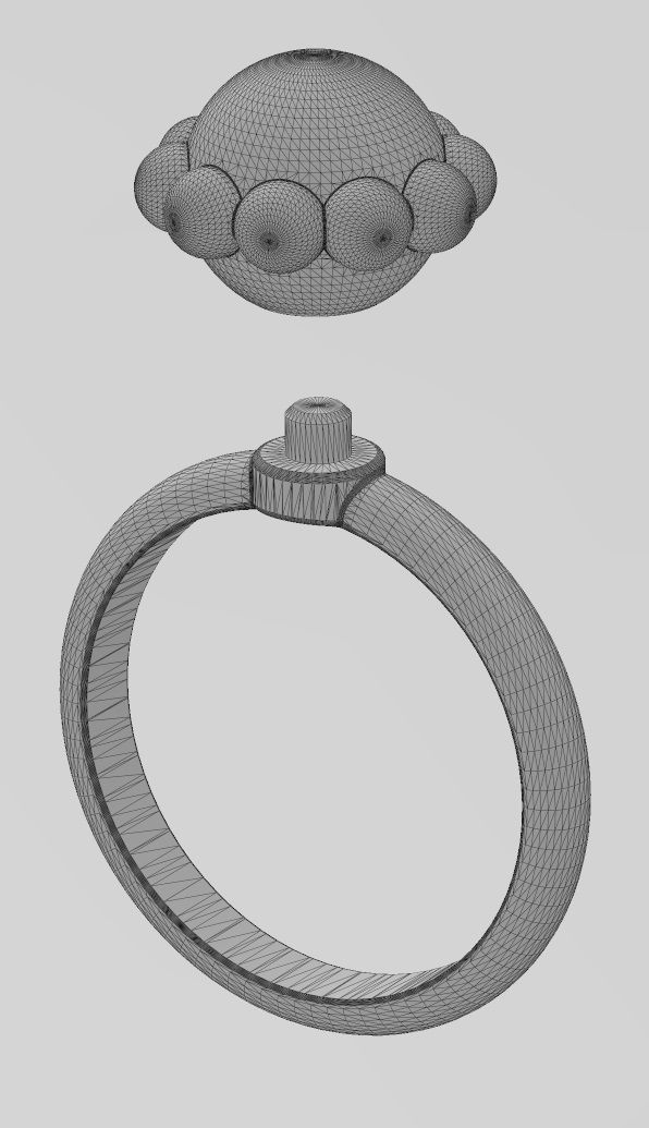 Beaded 8mm gold ball ring US size 5to9 3D model 3D printable | CGTrader