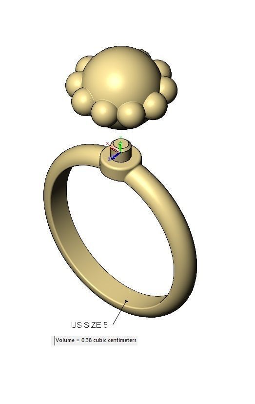 Beaded 8mm gold ball ring US size 5to9 3D model 3D printable | CGTrader