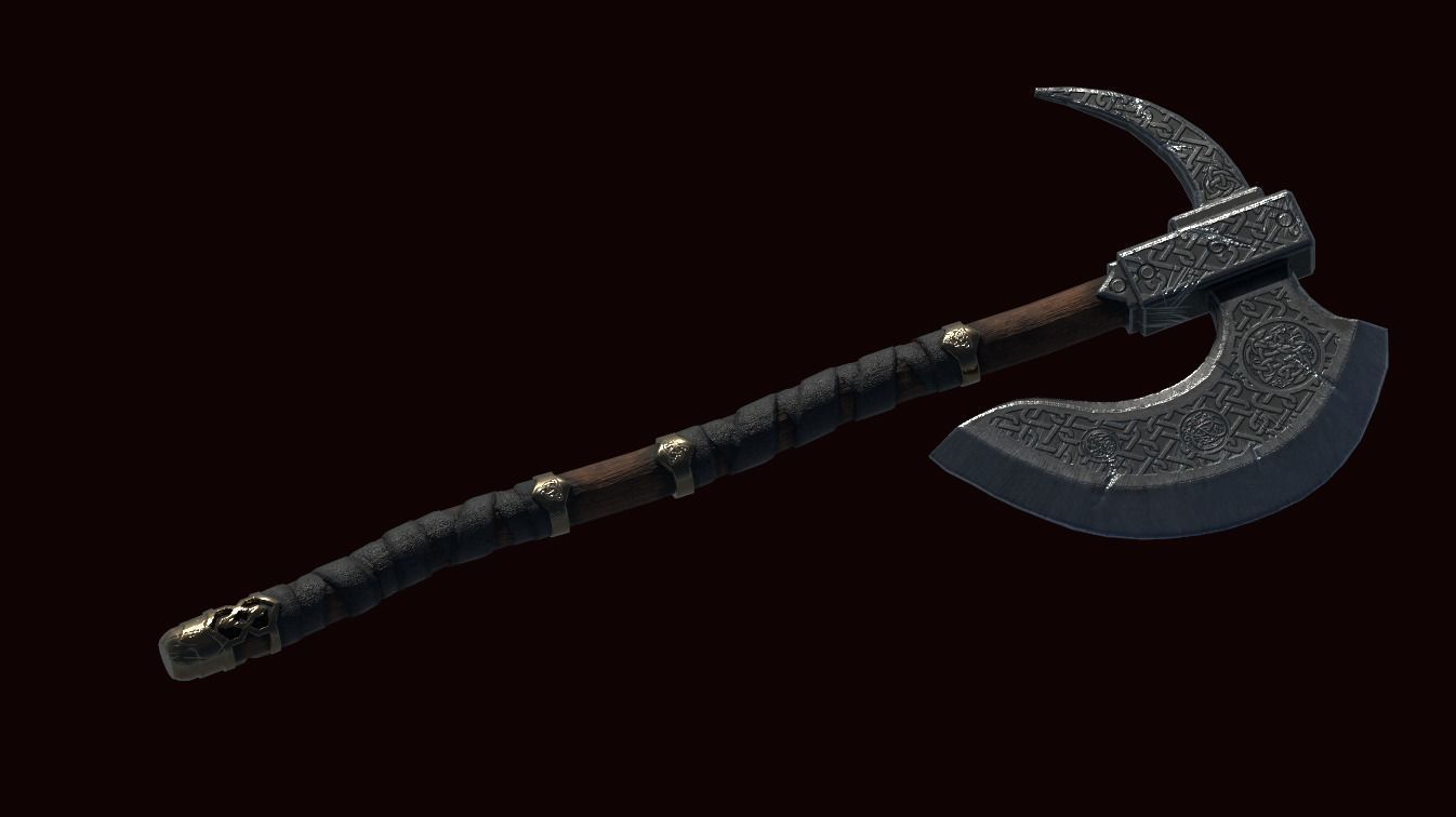 two-handed medieval axe 3D model | CGTrader