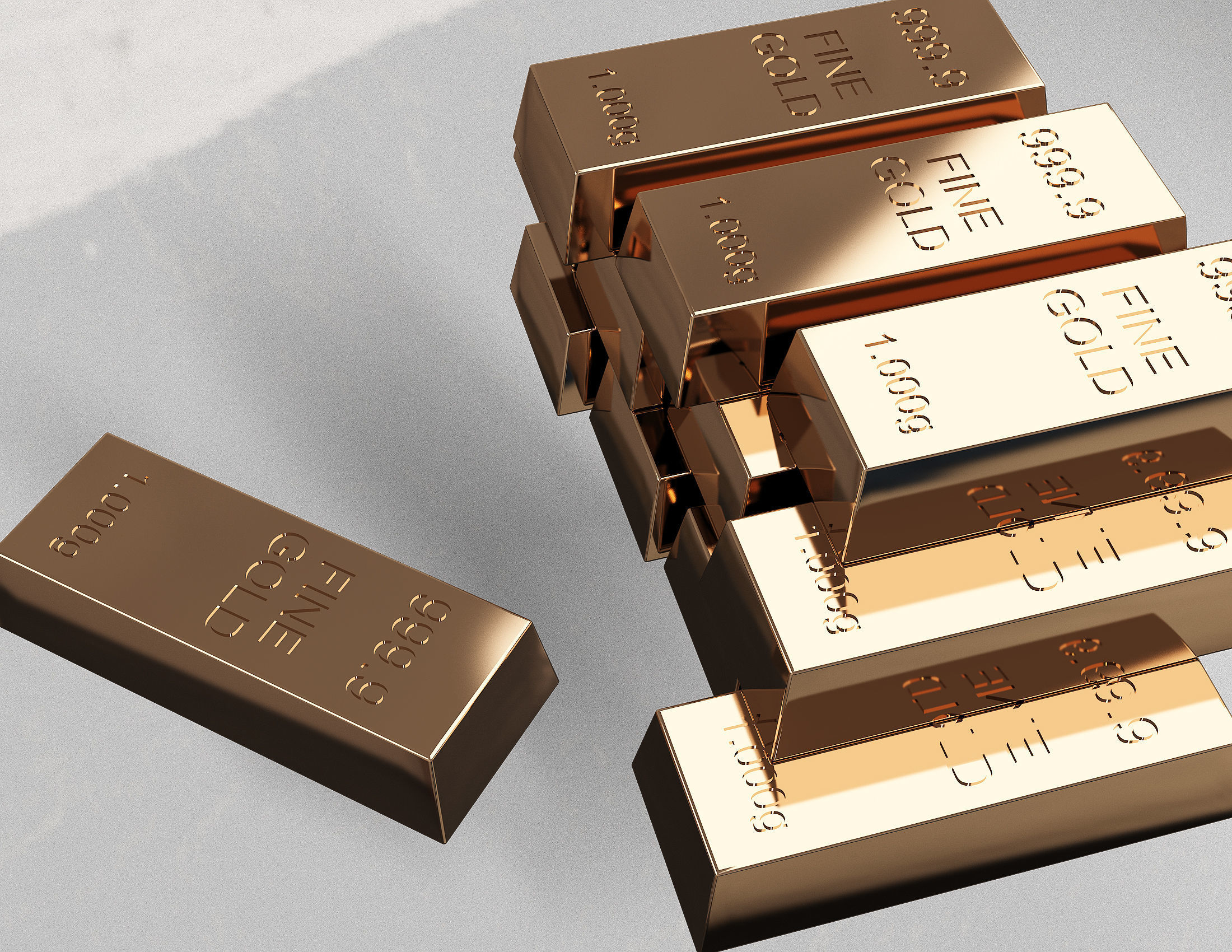 3D model Fine Gold Bars 1000 gr VR / AR / low-poly | CGTrader