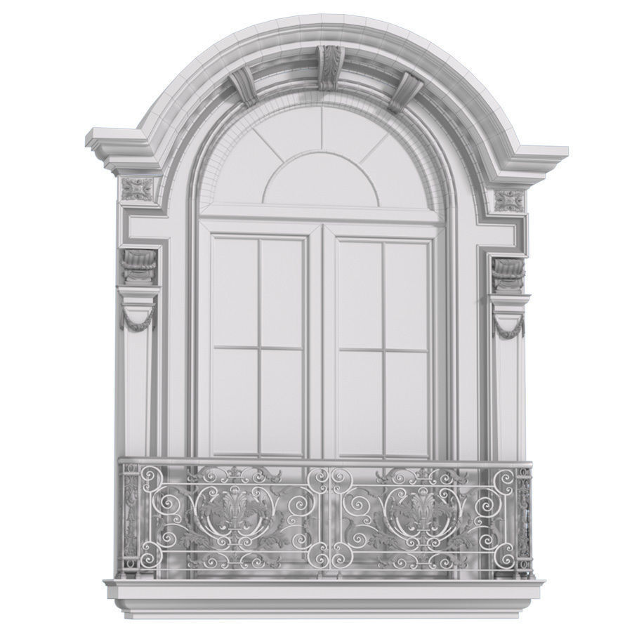 Classical Forged Fence Arc Frame Window 3D model | CGTrader