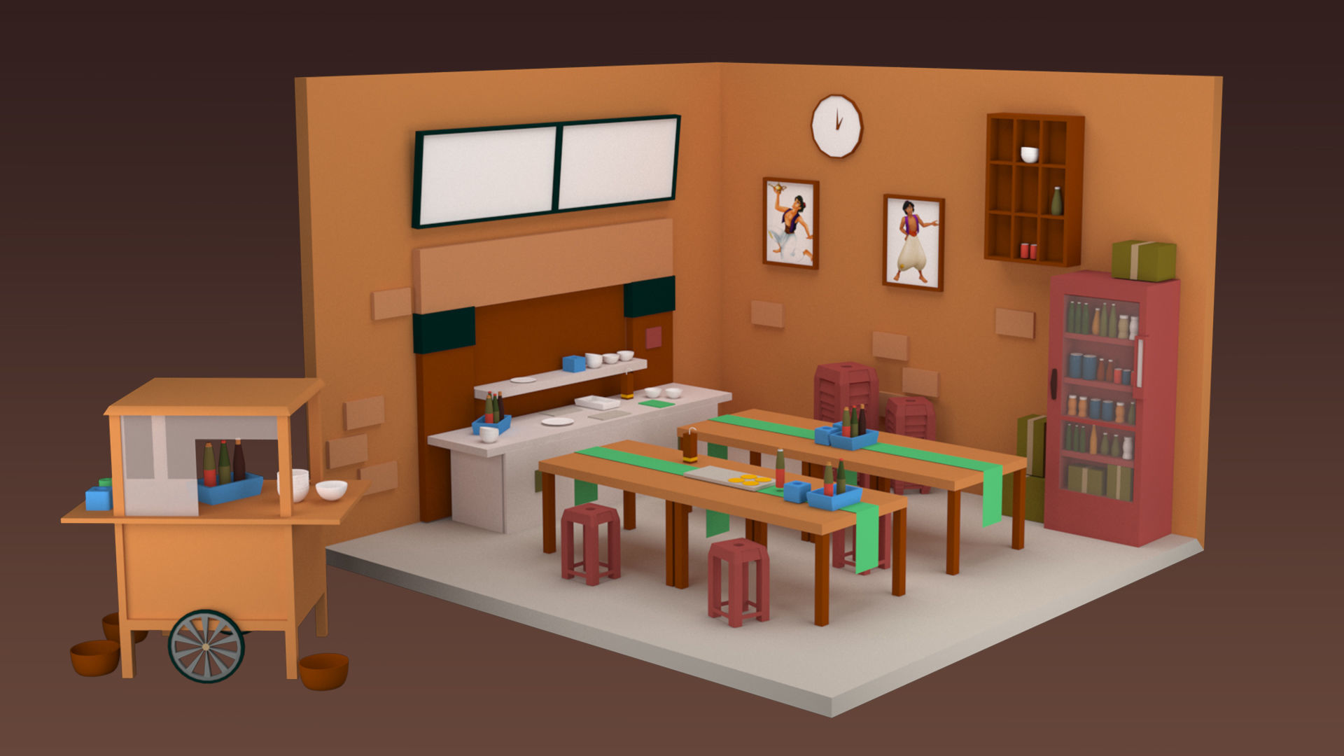 Restaurant stylized free VR / AR / low-poly 3D model | CGTrader