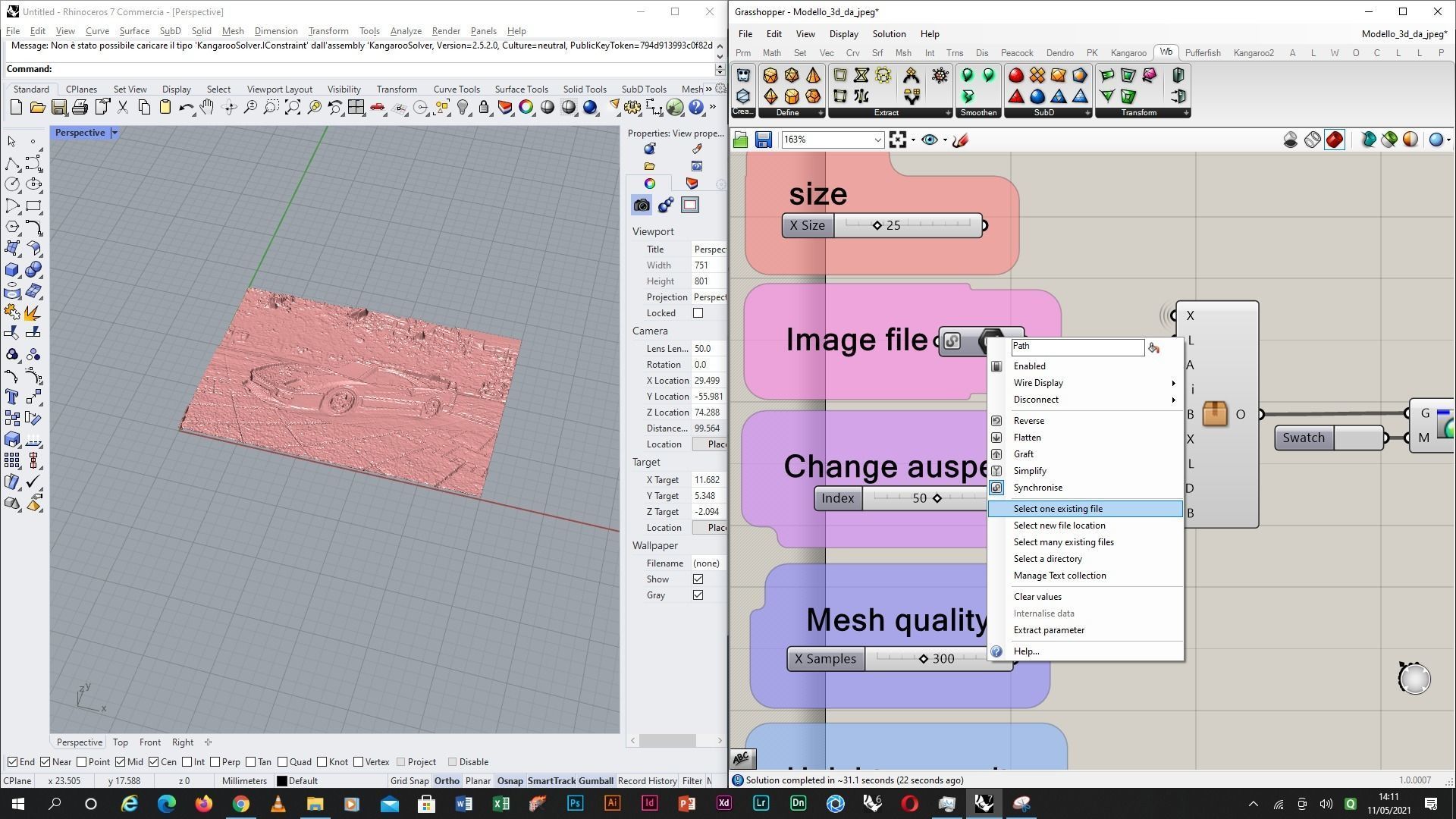 ALGORITHM 3d model from an image Rhino Grasshopper for free VR / AR / low-poly 3D model rigged ...