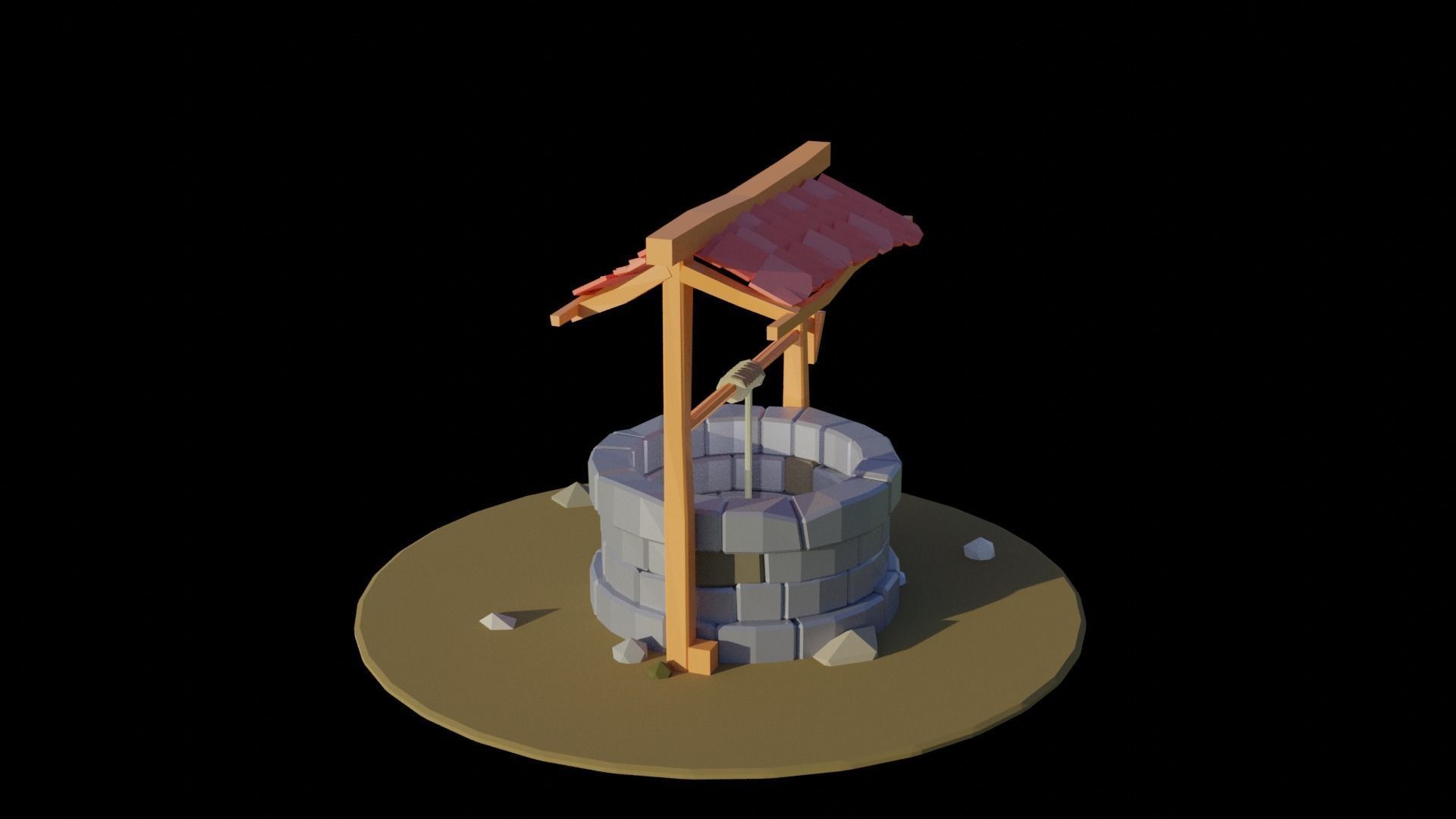 Low Poly Well 3d modeling free 3D model 3D printable | CGTrader