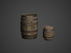 3D model Old Wooden Bazaar Barrels Low Poly Game Ready VR / AR / low ...