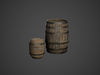 3D model Old Wooden Bazaar Barrels Low Poly Game Ready VR / AR / low ...