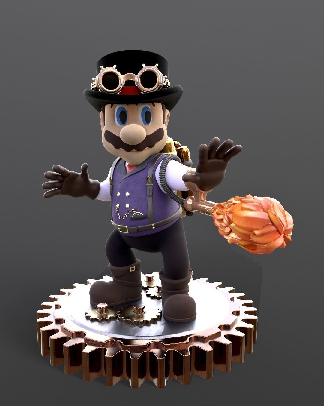 Steampunk Mario STL 3D model 3D printable | CGTrader