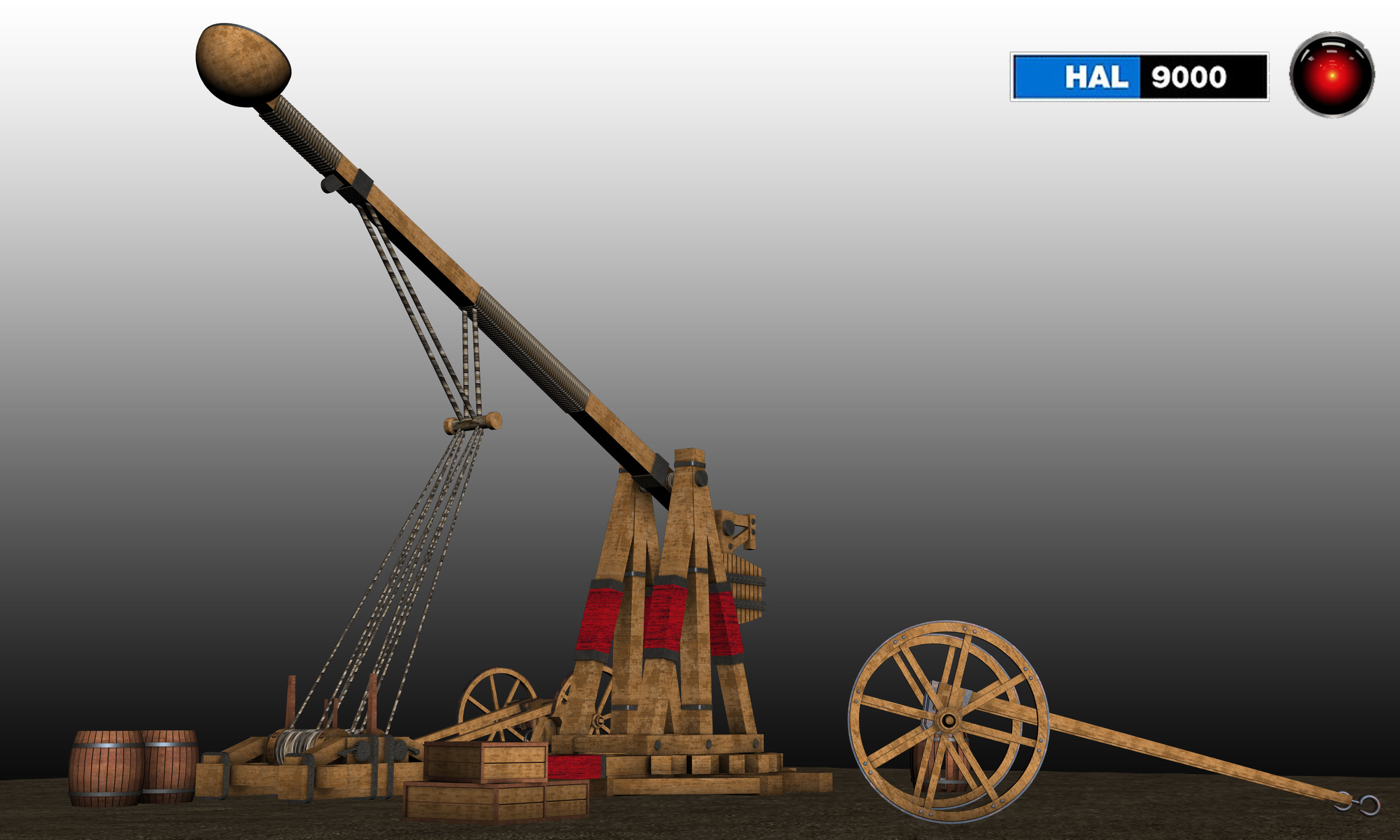 Mediaval siege trebuchet 3D model animated | CGTrader