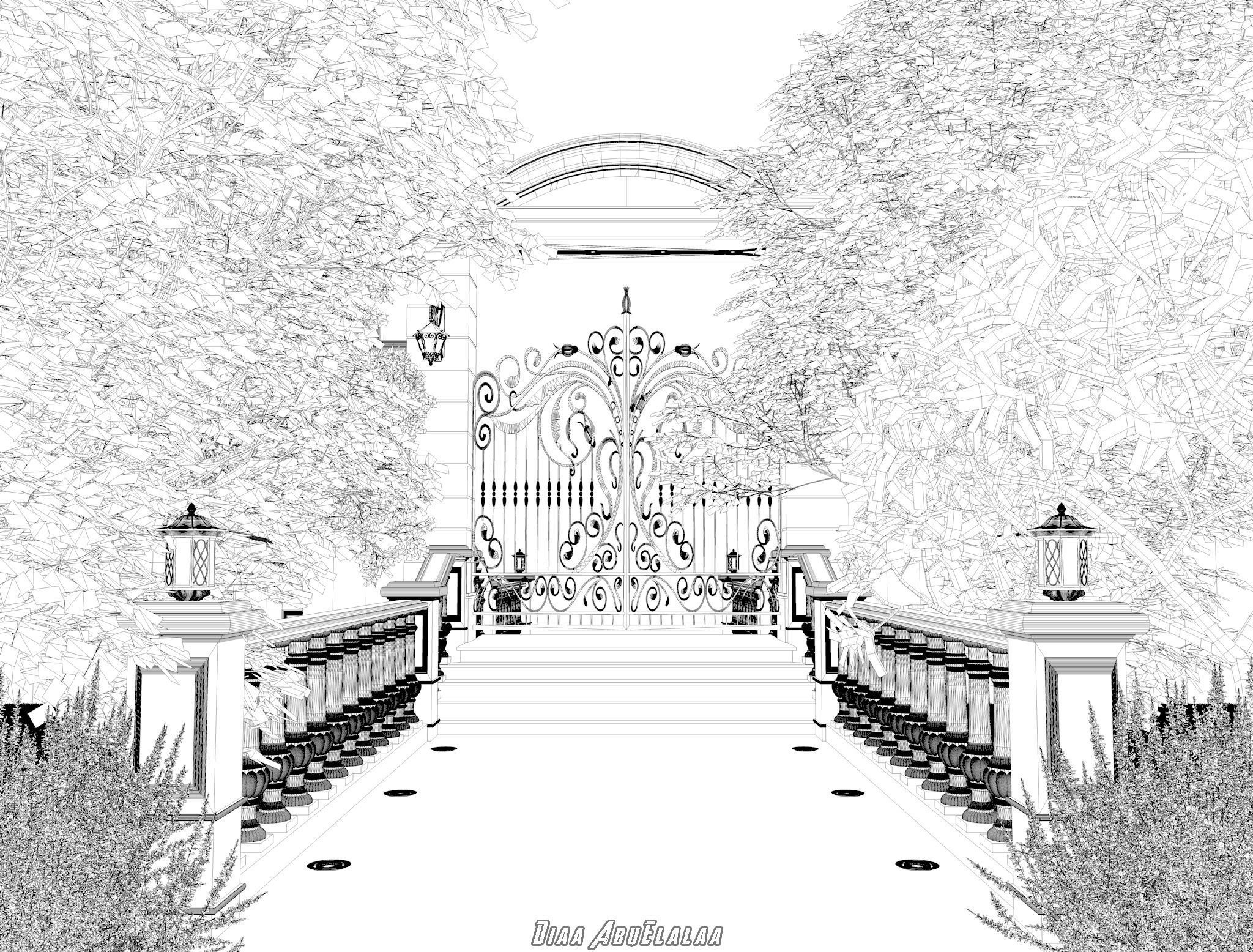 Villa Gate 3D model | CGTrader