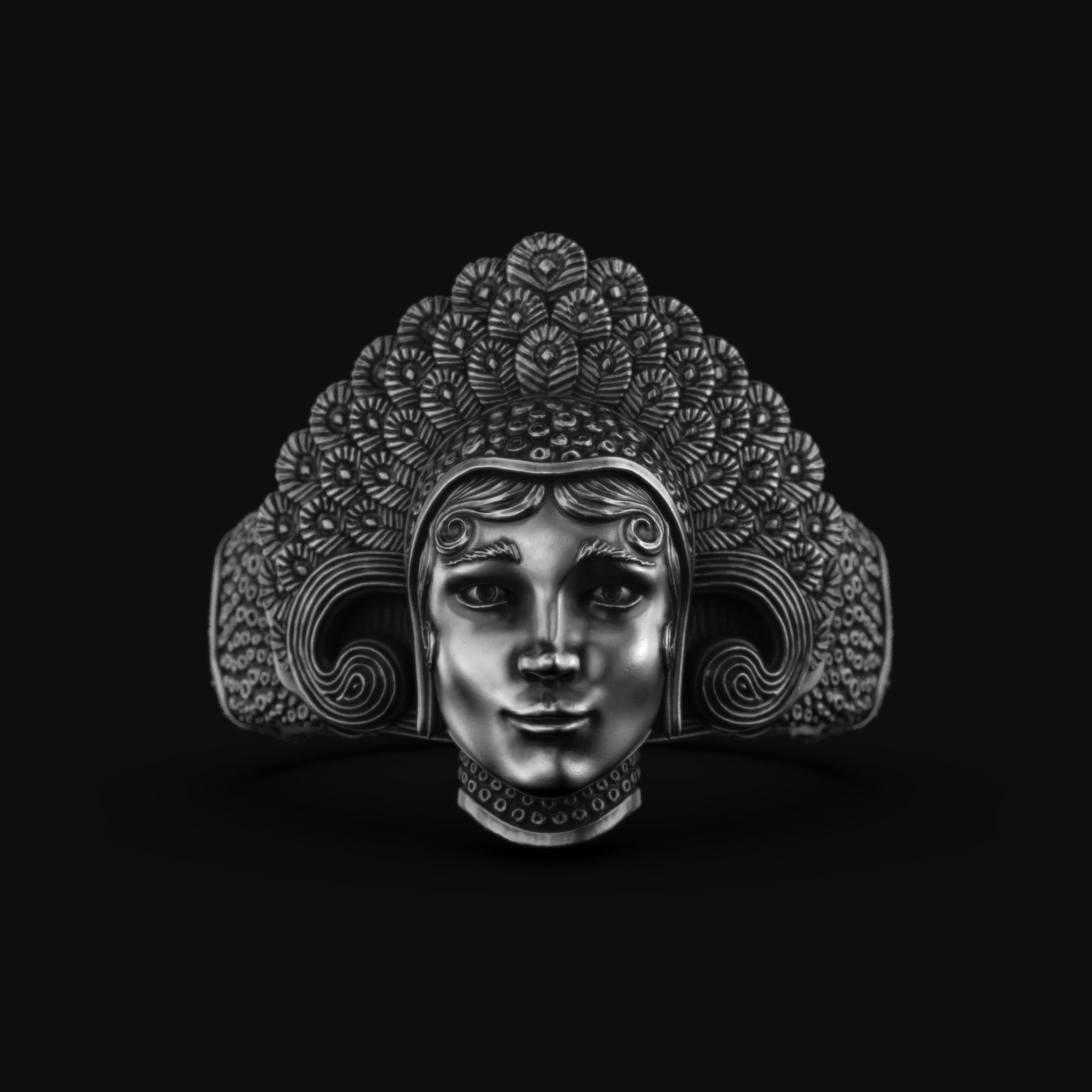 Benda Theatrical Female Mask Ring 3D model 3D printable | CGTrader