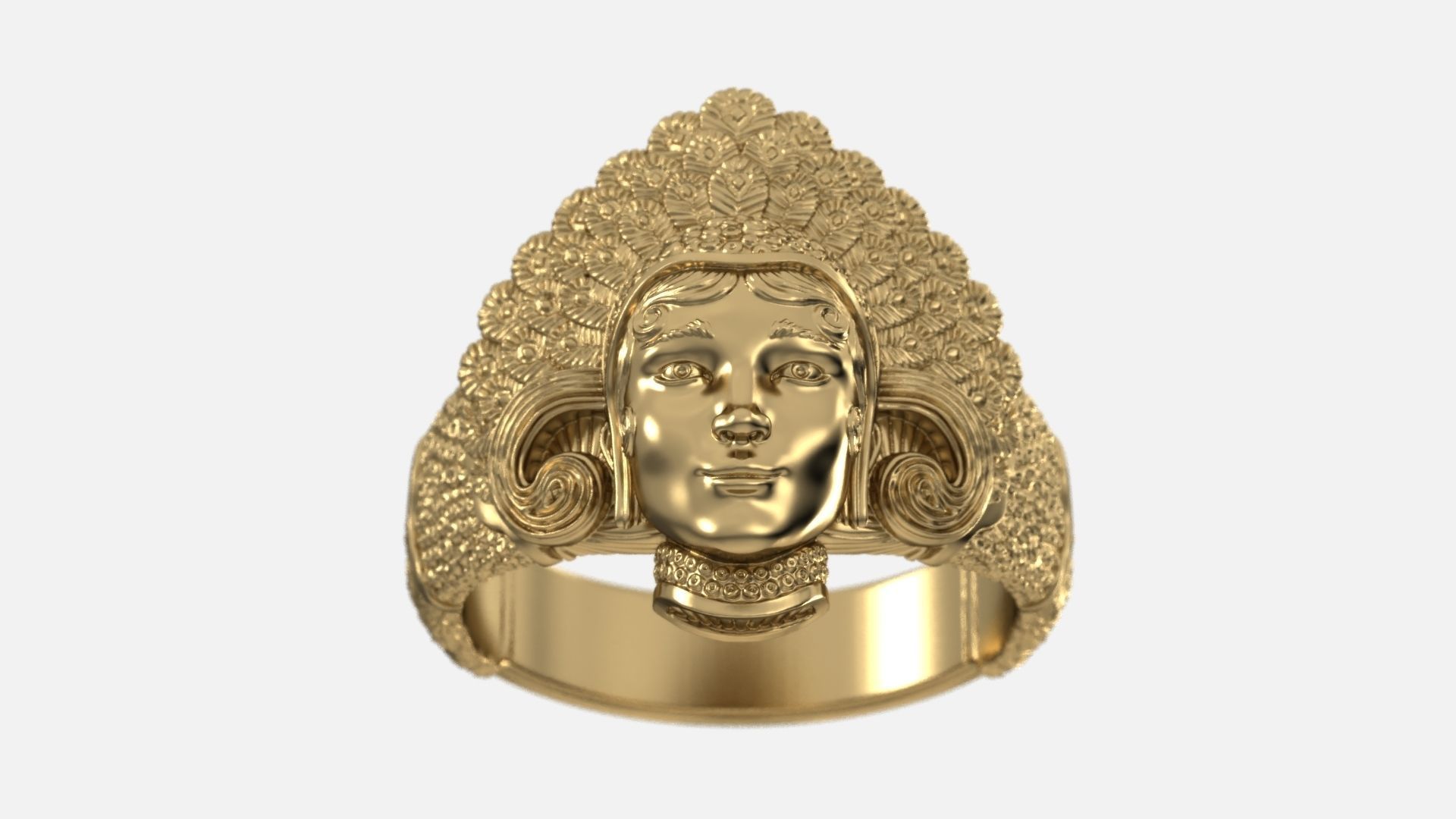 Benda Theatrical Female Mask Ring 3D model 3D printable | CGTrader