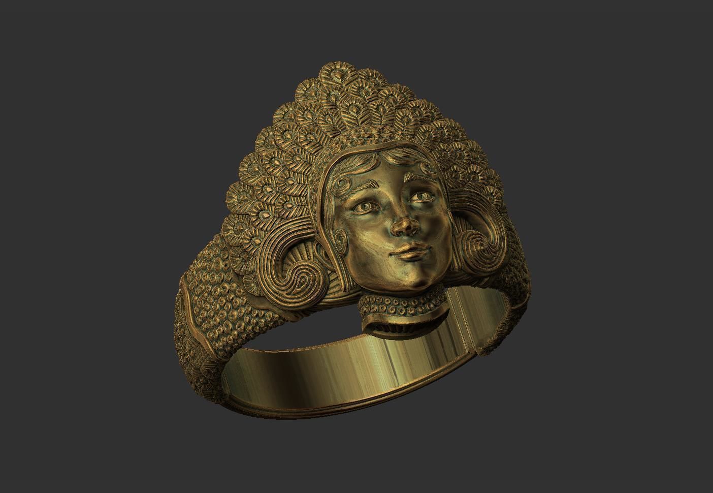 Benda Theatrical Female Mask Ring 3D model 3D printable | CGTrader