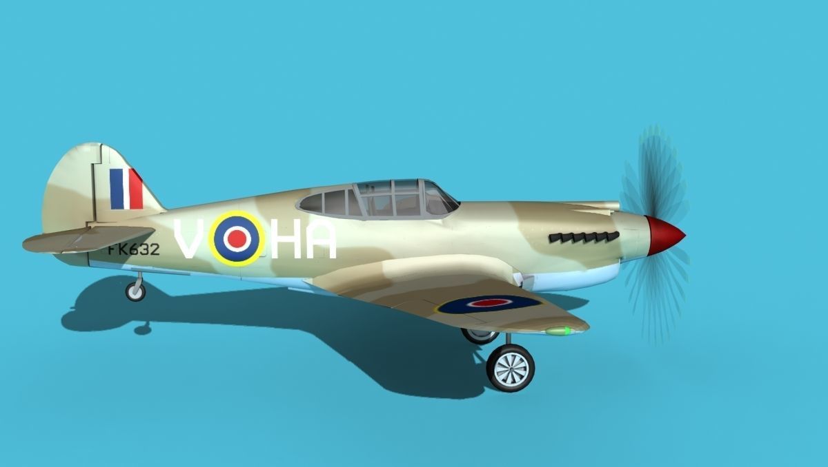 Curtiss P-40B Tomahawk V03 RAF 3D model animated rigged | CGTrader
