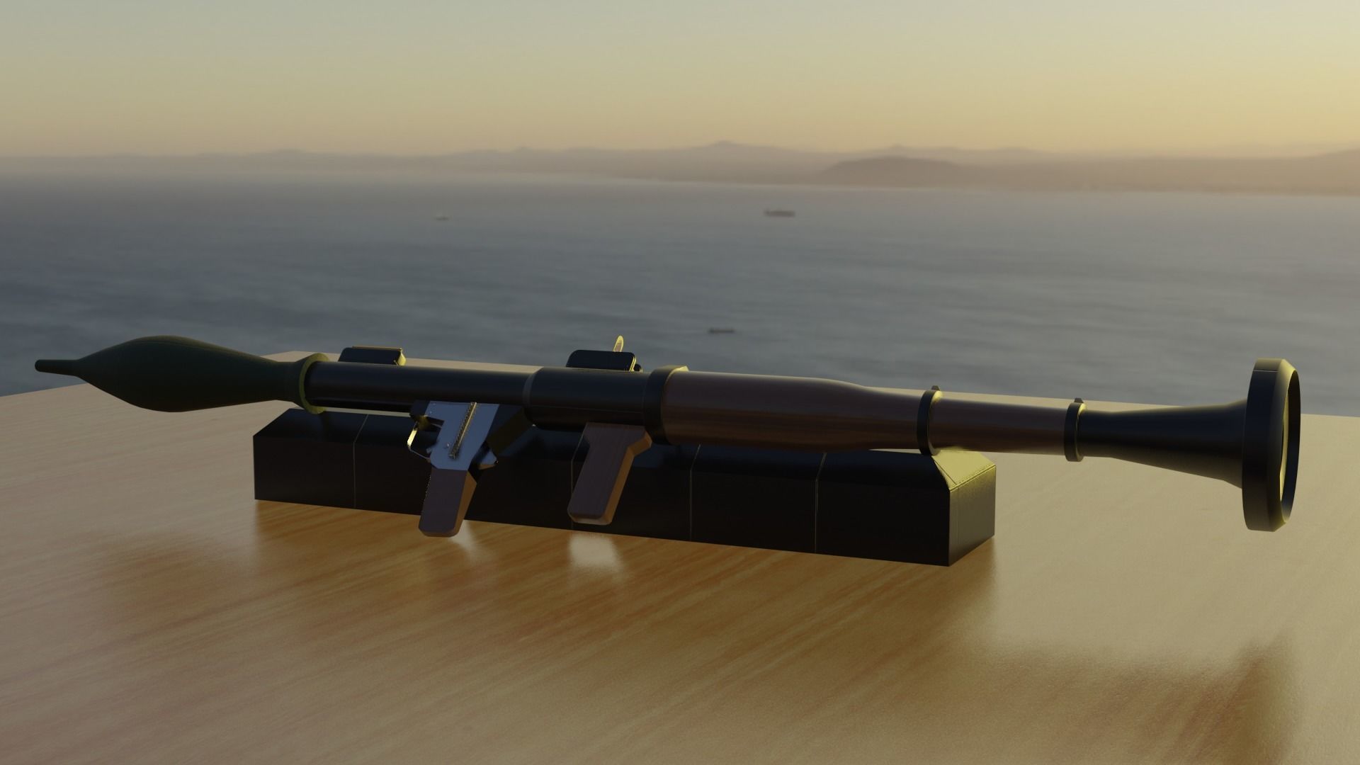 LowPoly RPG gun on table free VR / AR / low-poly 3D model animated ...