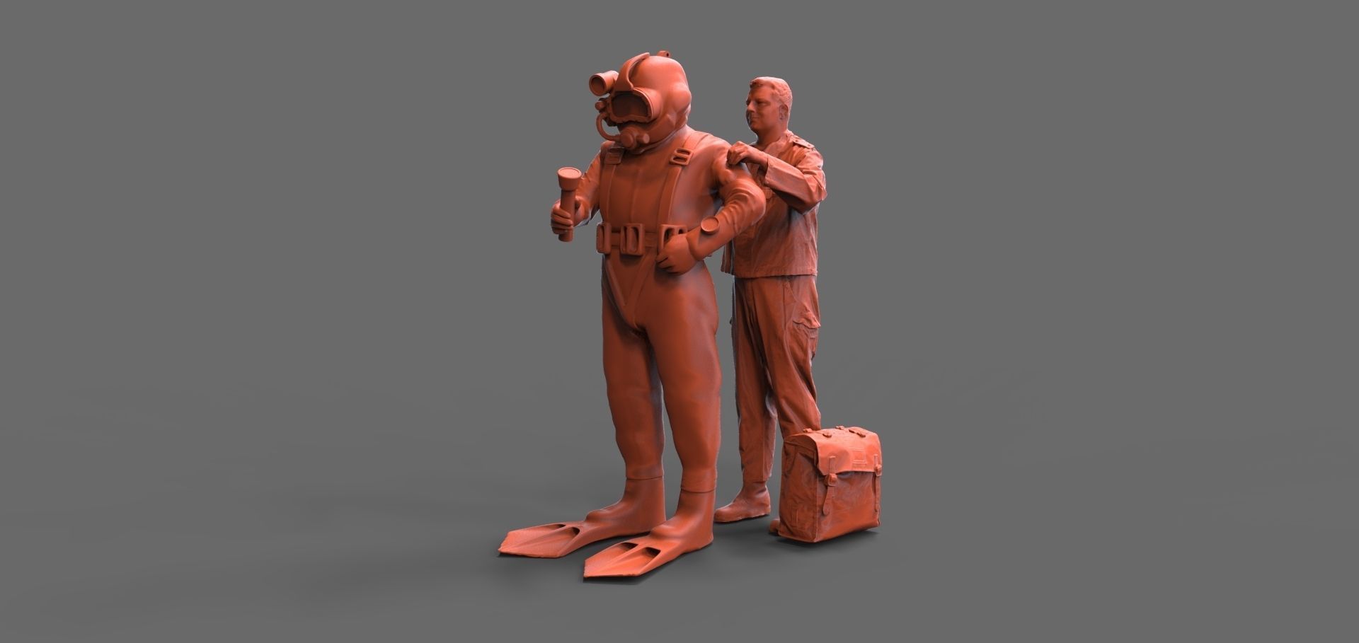 Industrial diver Typ A with helper 3D model 3D printable | CGTrader