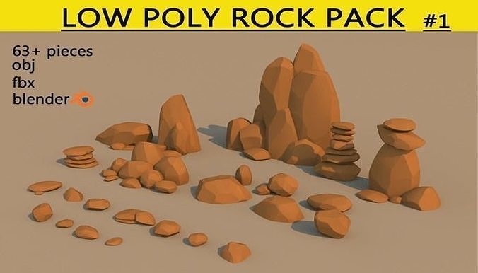3D model rocks-low poly rock pack VR / AR / low-poly | CGTrader