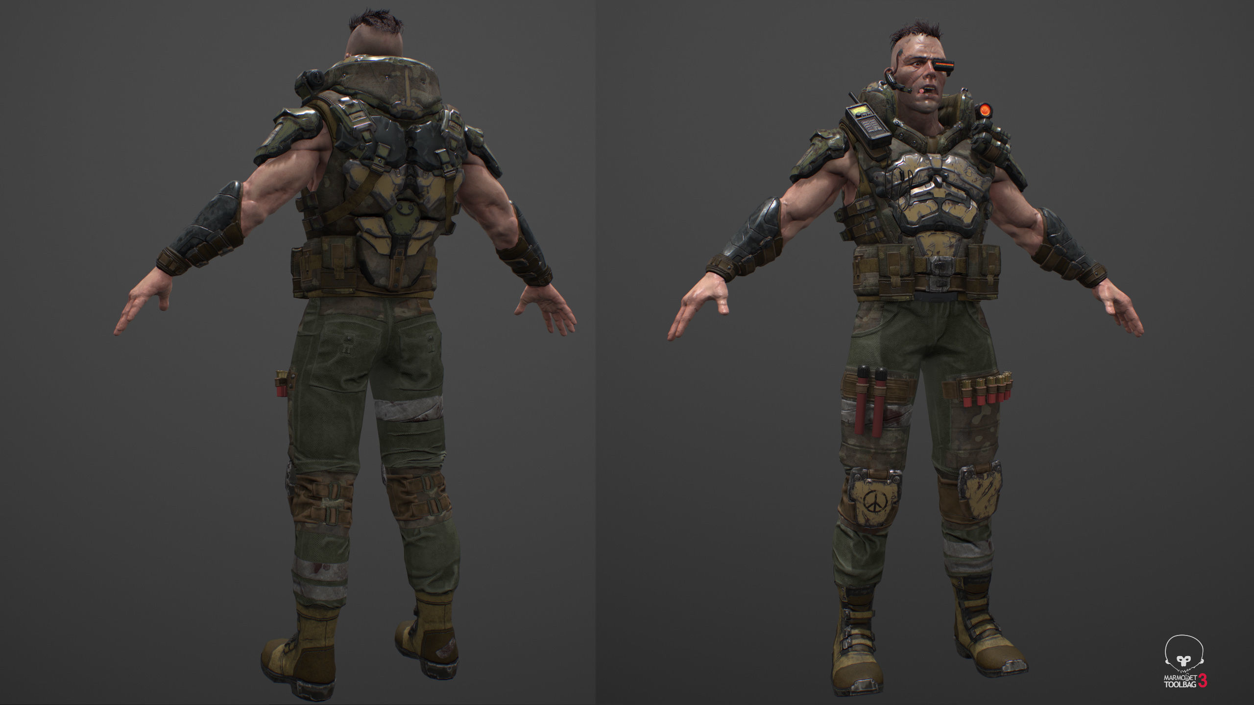 3D model Commando soldier in camouflage VR / AR / low-poly rigged ...