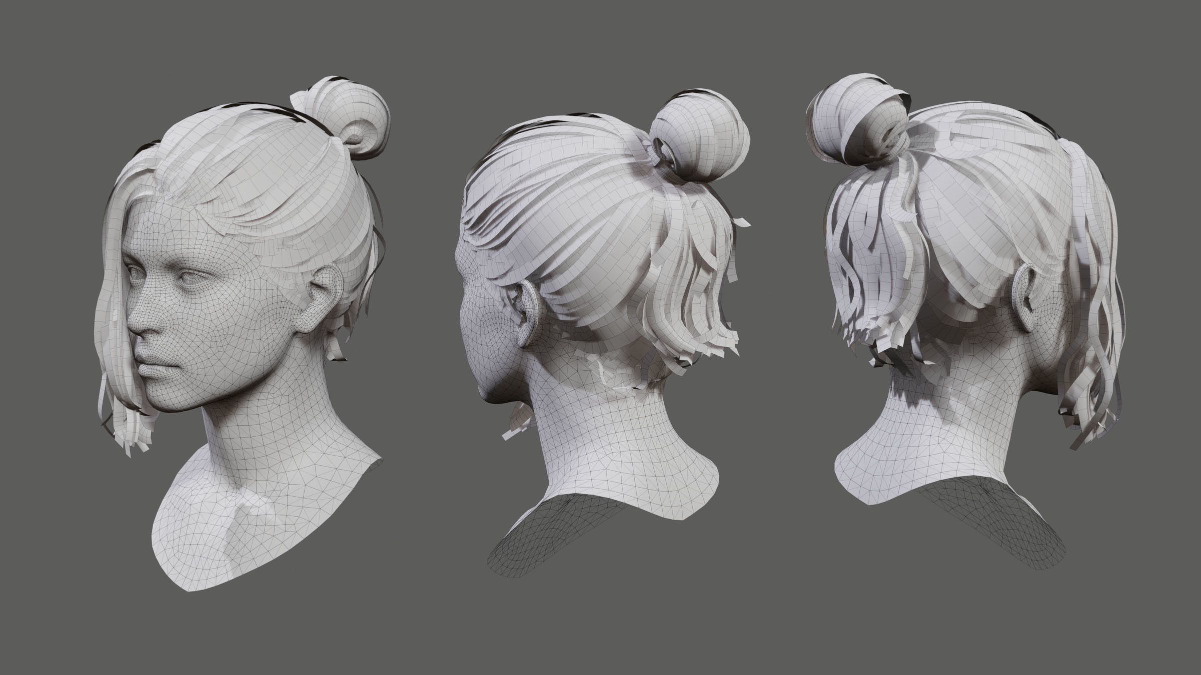 3D model Realtime Realistic Bun Hairstyle VR / AR / low-poly | CGTrader