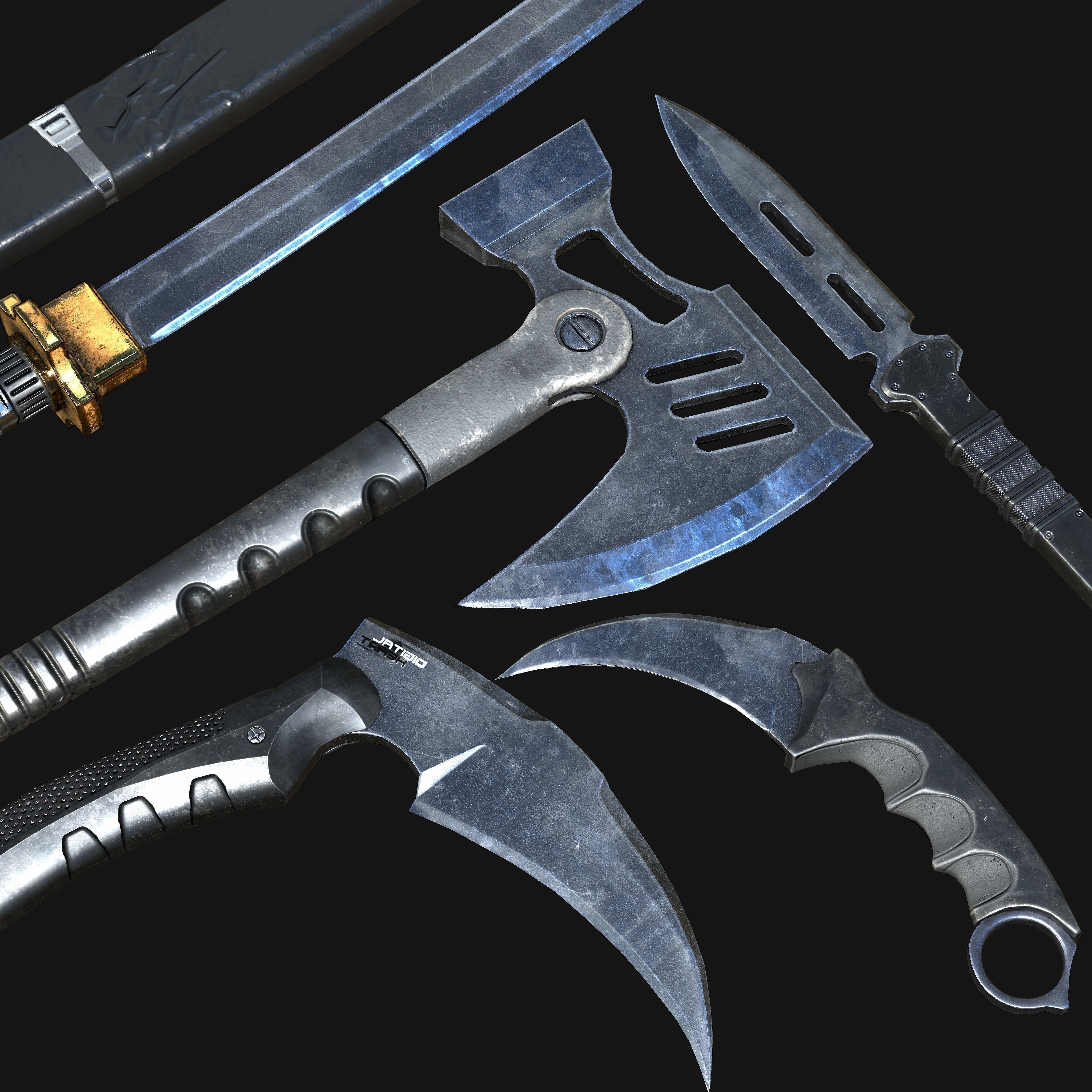 3D model Melee weapons VR / AR / low-poly | CGTrader