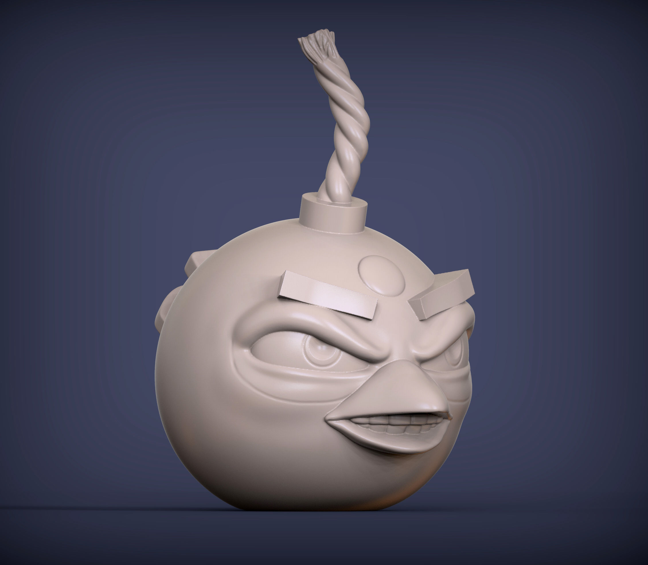 AngryBirds bomb with angry face 3D model 3D printable | CGTrader