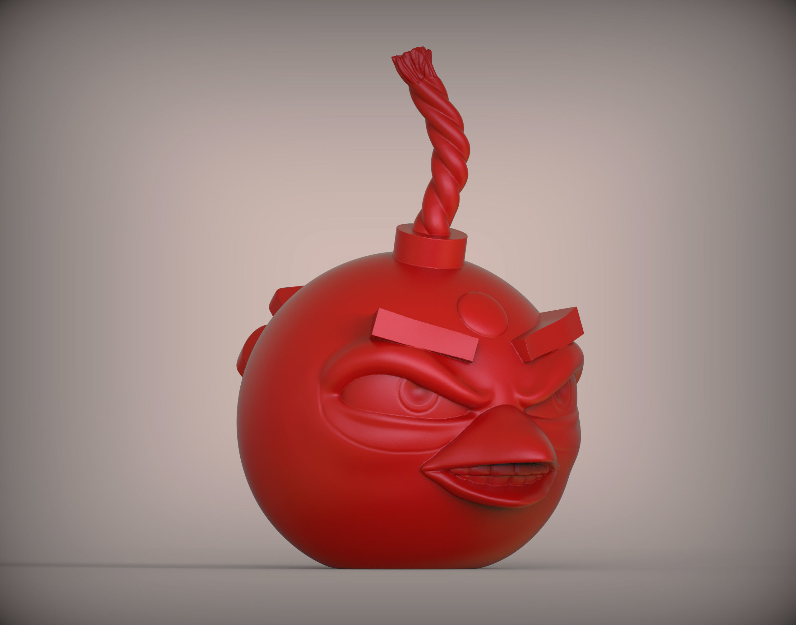 AngryBirds bomb with angry face 3D model 3D printable | CGTrader