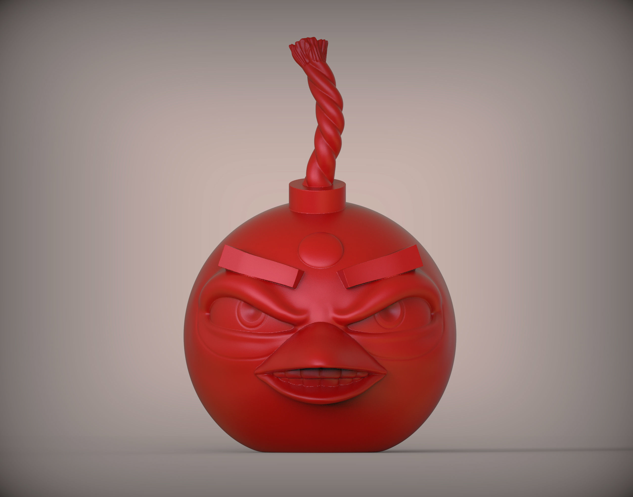 AngryBirds bomb with angry face 3D model 3D printable | CGTrader