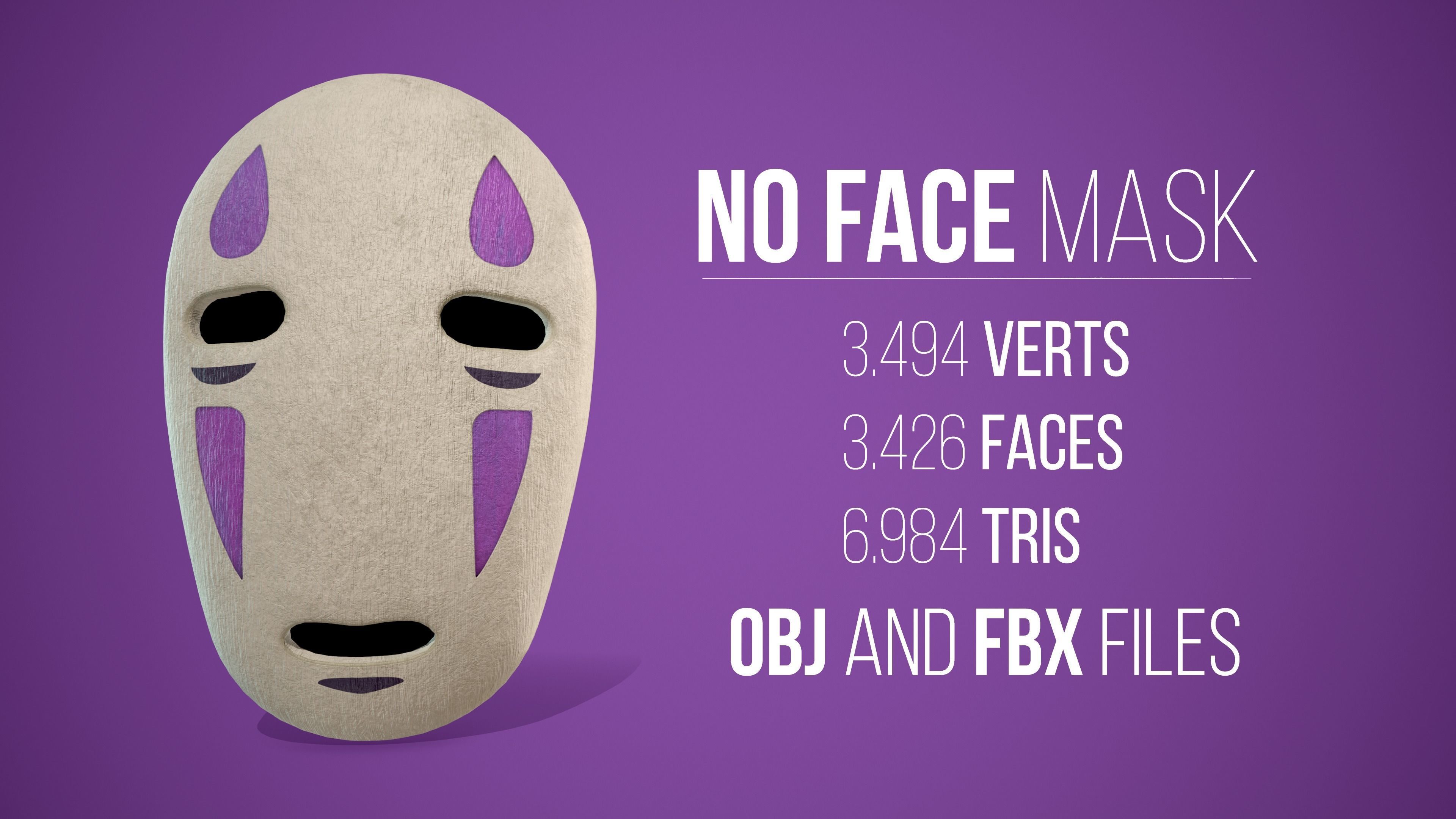 3D model No Face Mask - Spirited Away VR / AR / low-poly | CGTrader