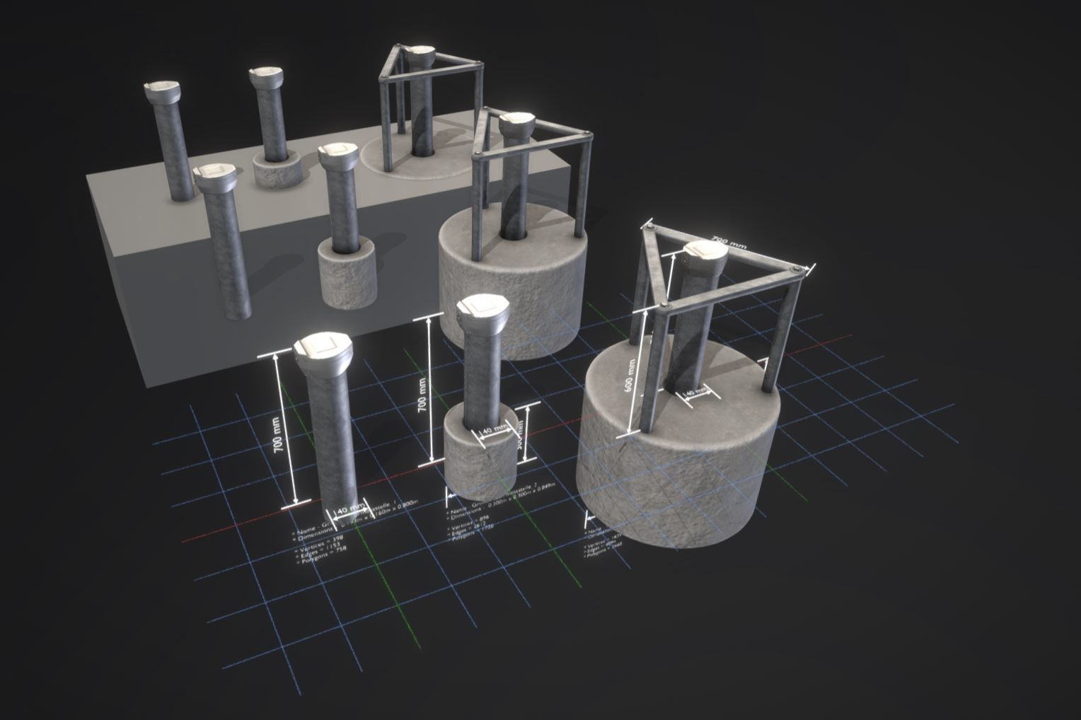 3D Model Collection Groundwater monitoring wells version 2 VR / AR ...