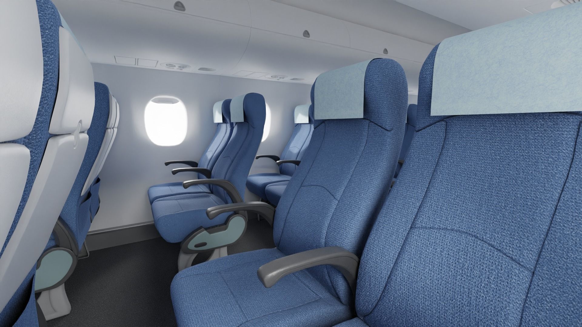 3D model Airplane-Interior 3D model interior of airplane with seats VR ...