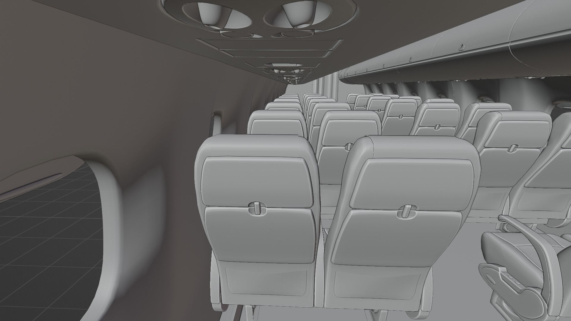 3D model Airplane-Interior 3D model interior of airplane with seats VR ...