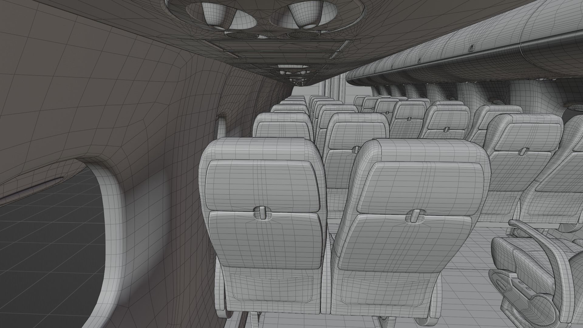 3D model Airplane-Interior 3D model interior of airplane with seats VR ...