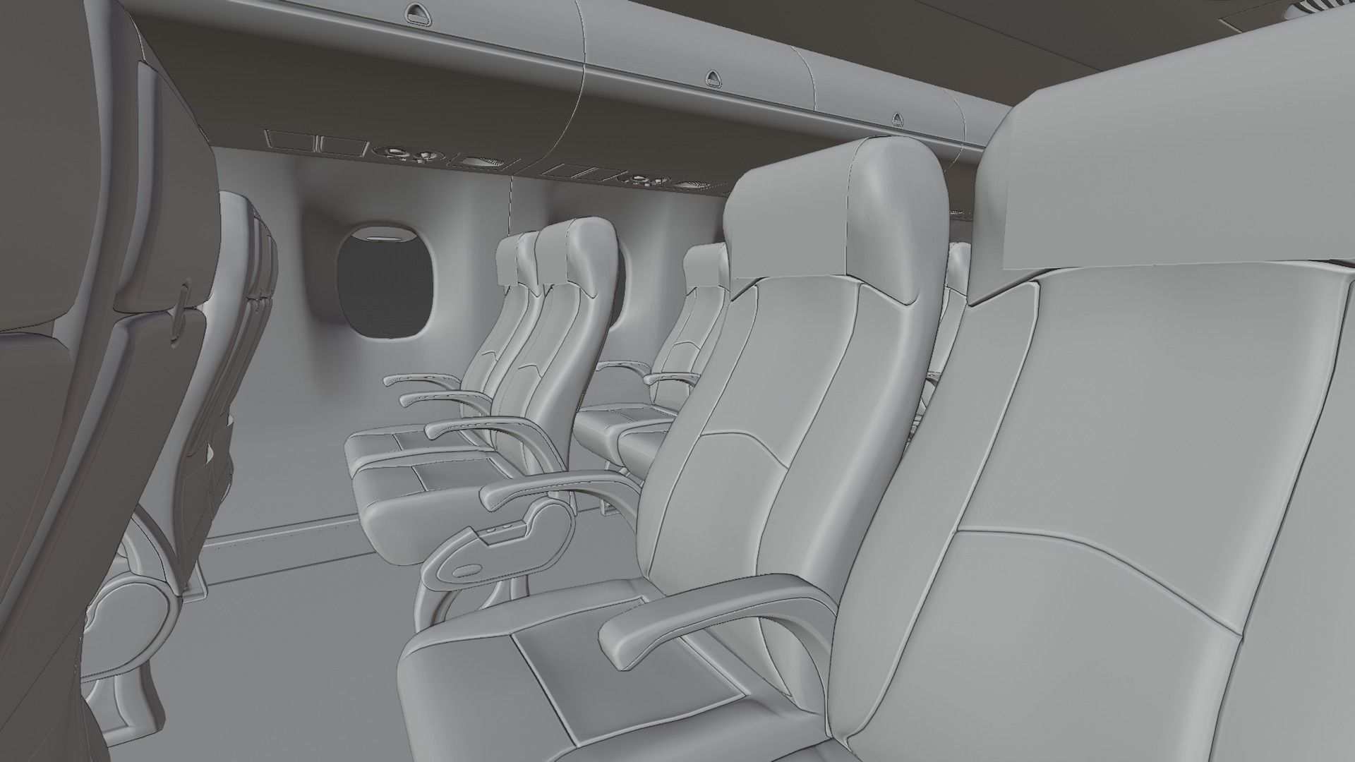 3D model Airplane-Interior 3D model interior of airplane with seats VR ...