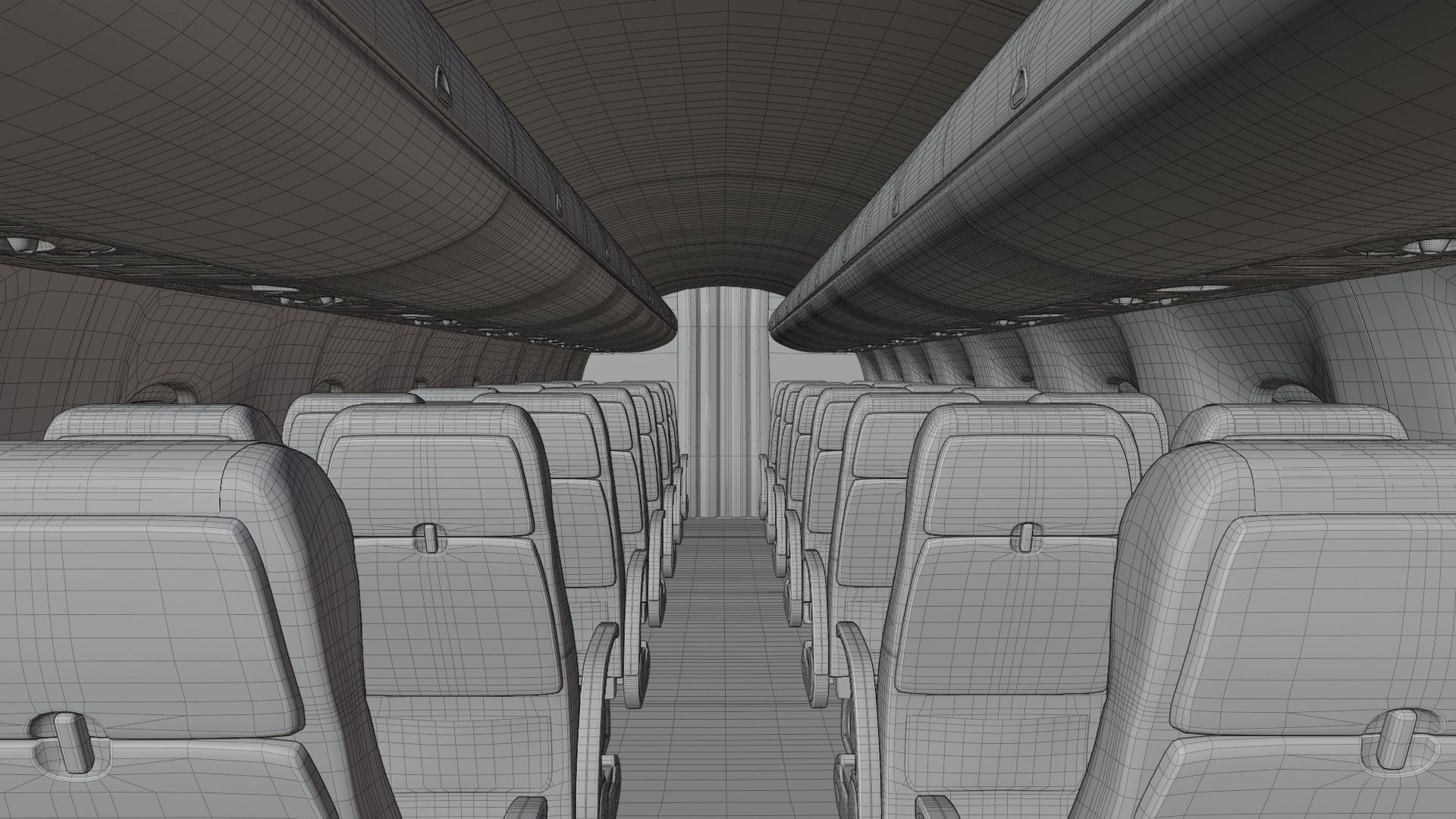 3D model Airplane-Interior 3D model interior of airplane with seats VR ...