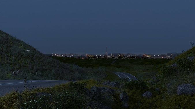 Outdoor night road 3D model | CGTrader